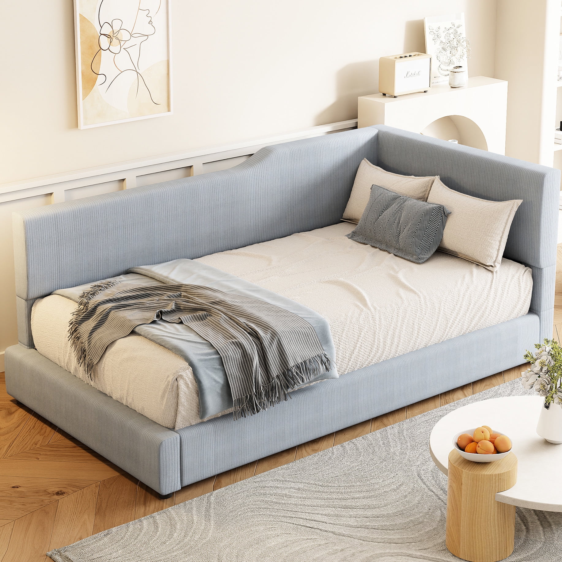 L - shaped twin daybed, luxurious fabric - Adds elegance to your home ...