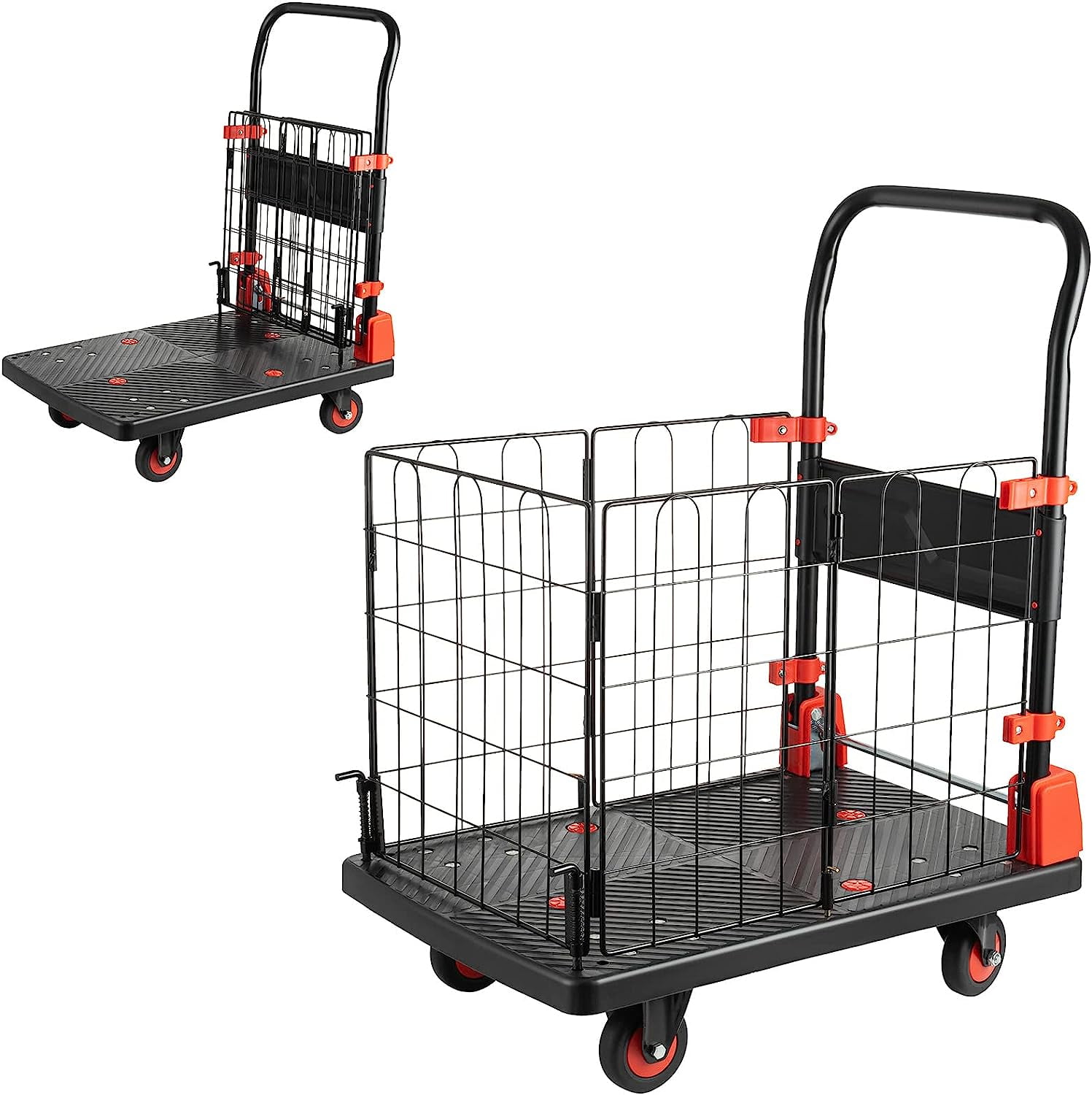 L x23 W Plaform ruck Car wih Cage,Foldable Push Car Dolly 880LBS ...