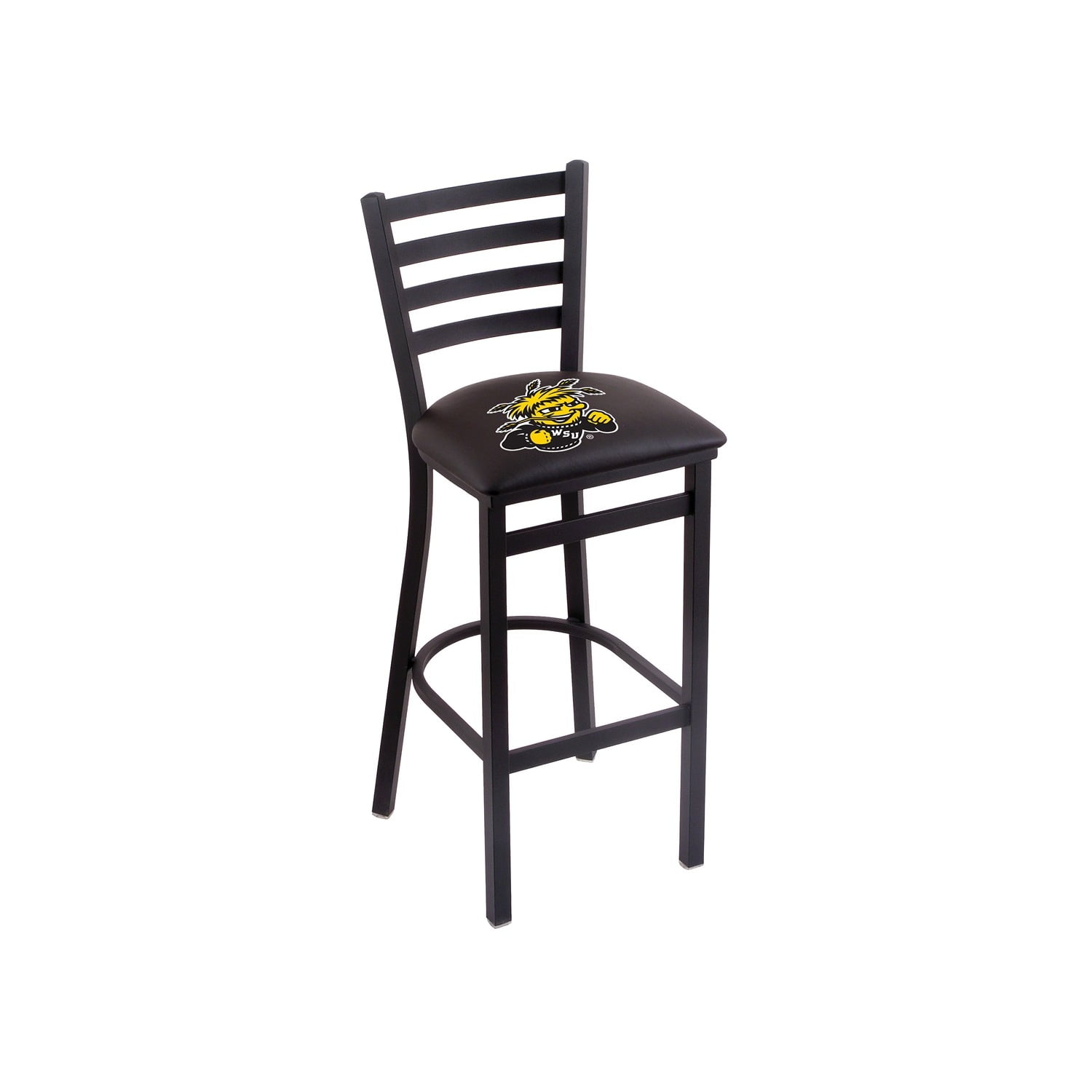 L004 - 25" Black Wrinkle Wichita State Stationary Counter Stool with ...