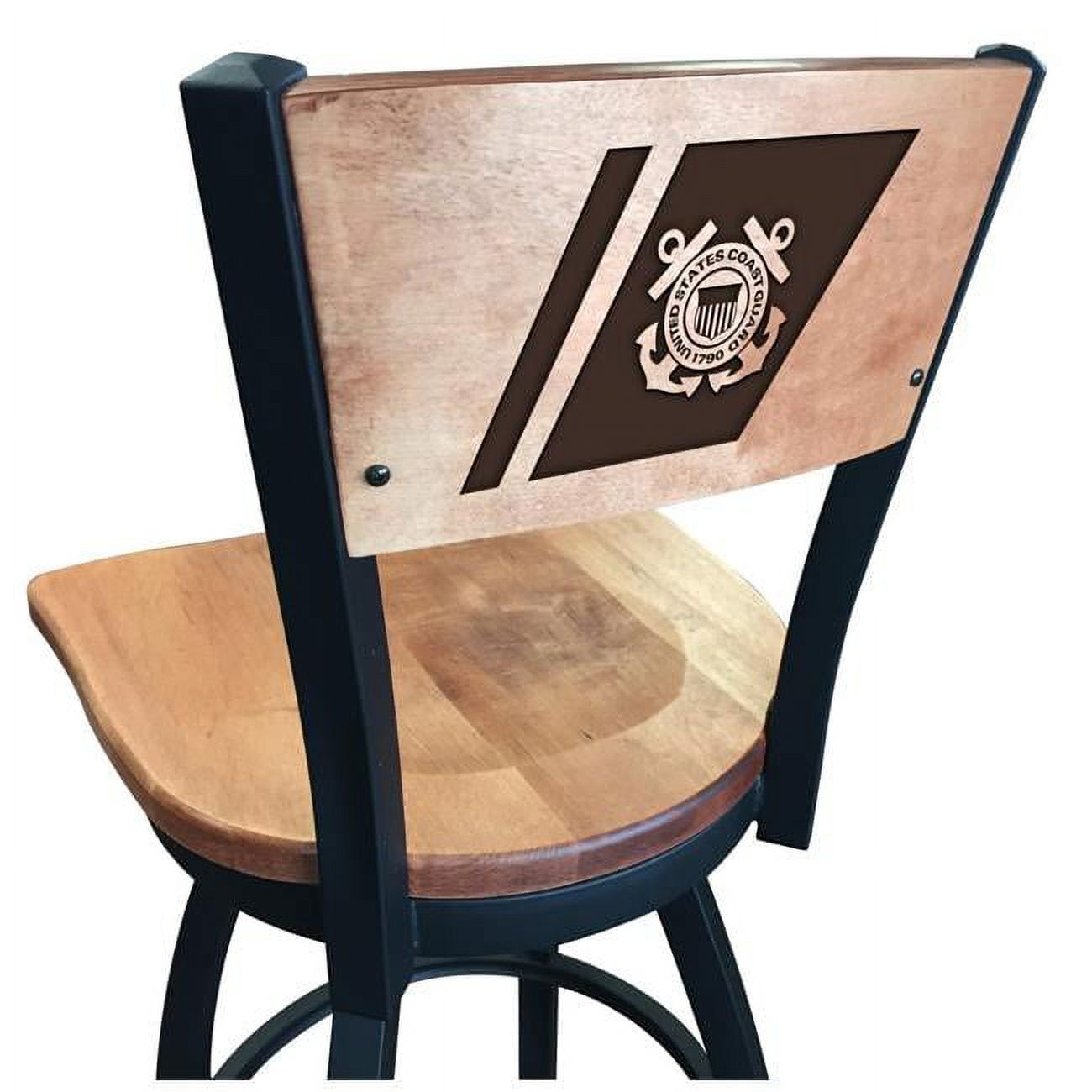 L038 U.S. Coast Guard 25" Swivel Counter Stool with Black Wrinkle ...