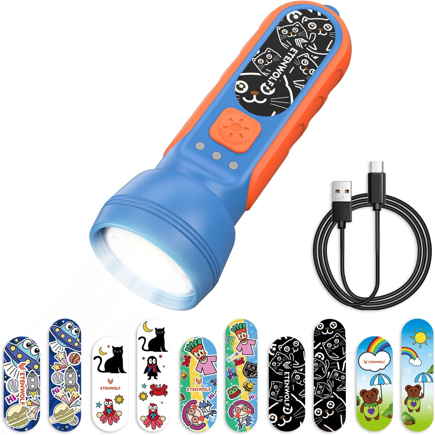L1 Rechargeable Flashlight for Kids,LED Flashlight with Fun DIY ...