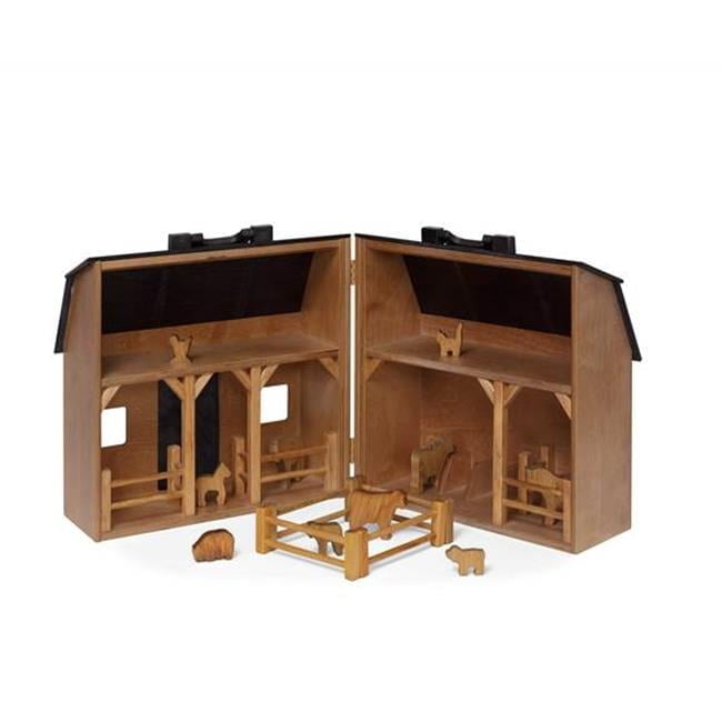 L142 HB-Set Wooden Toy Hay Bales Folding Barn with Animals, Large ...