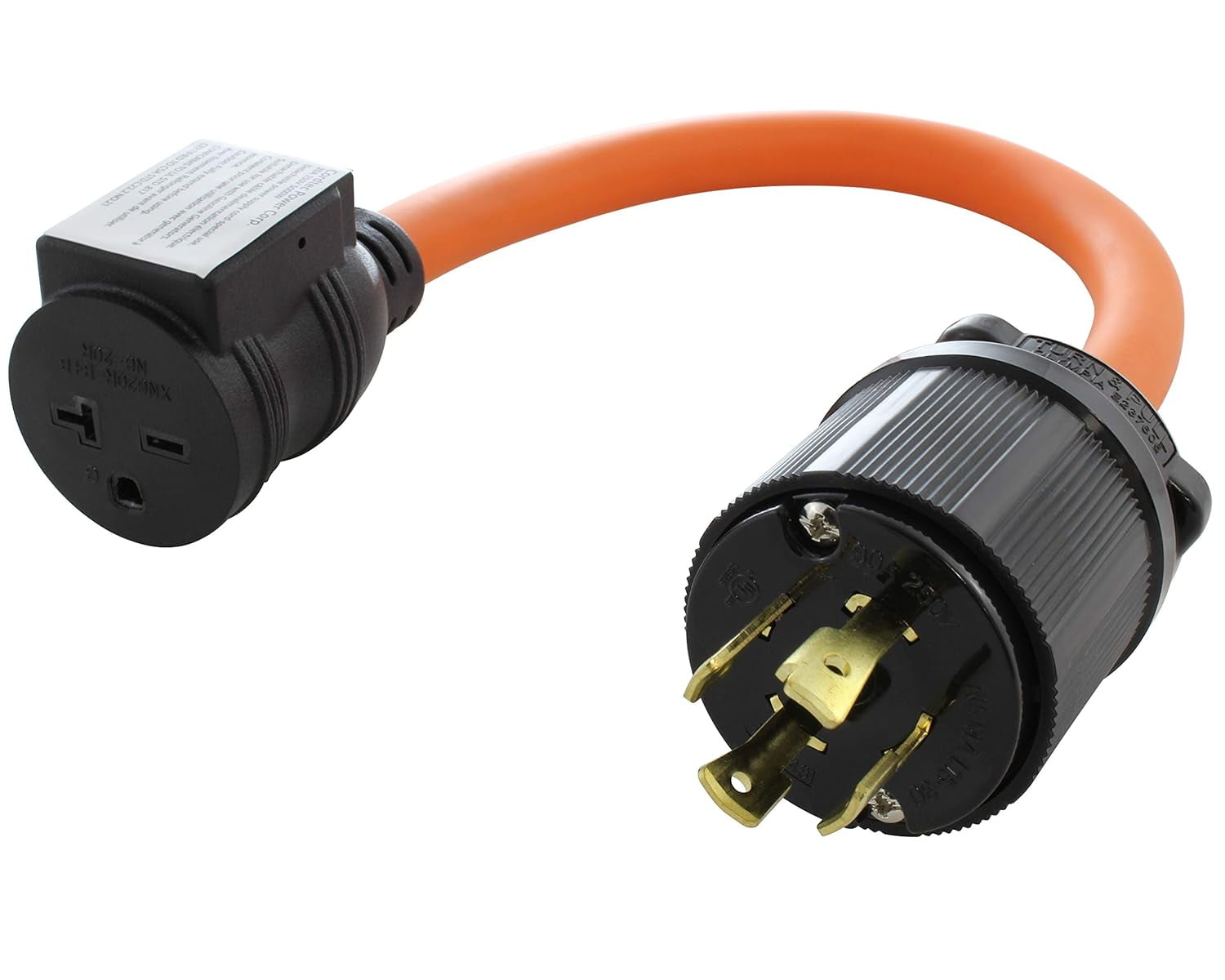 L15-30P 3-Phase 30A 250V 4-Prong Plug to 6-15/20R 250V 15/20A T-Blade ...