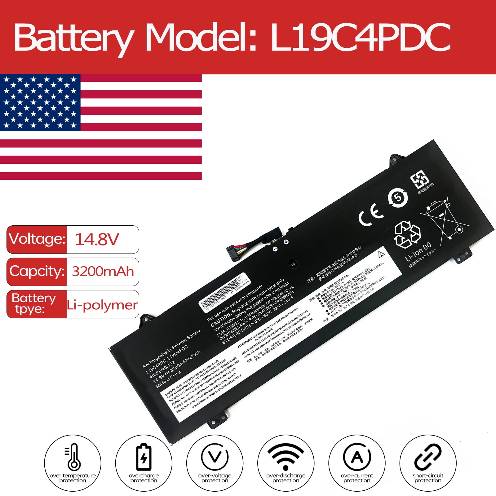 L19C4PDC Battery for Lenovo IdeaPad Yoga 7-14ITL5-82BH 7-14ACN6A 7 ...