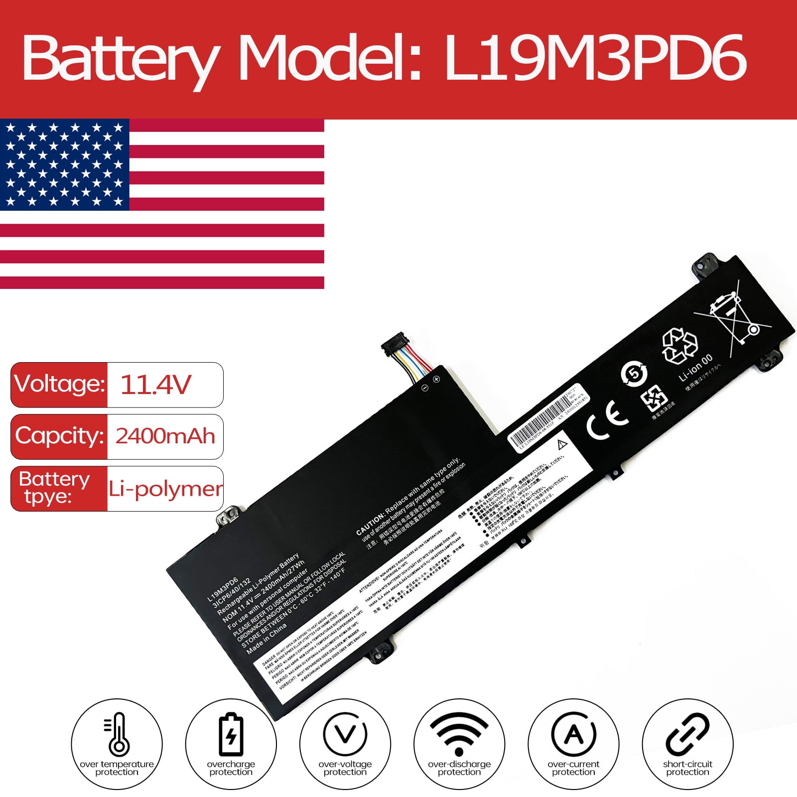 L19M3PD6 Battery For Lenovo IdeaPad Flex 5-14IIL05 81X100G7AU 5-15ITL05 ...