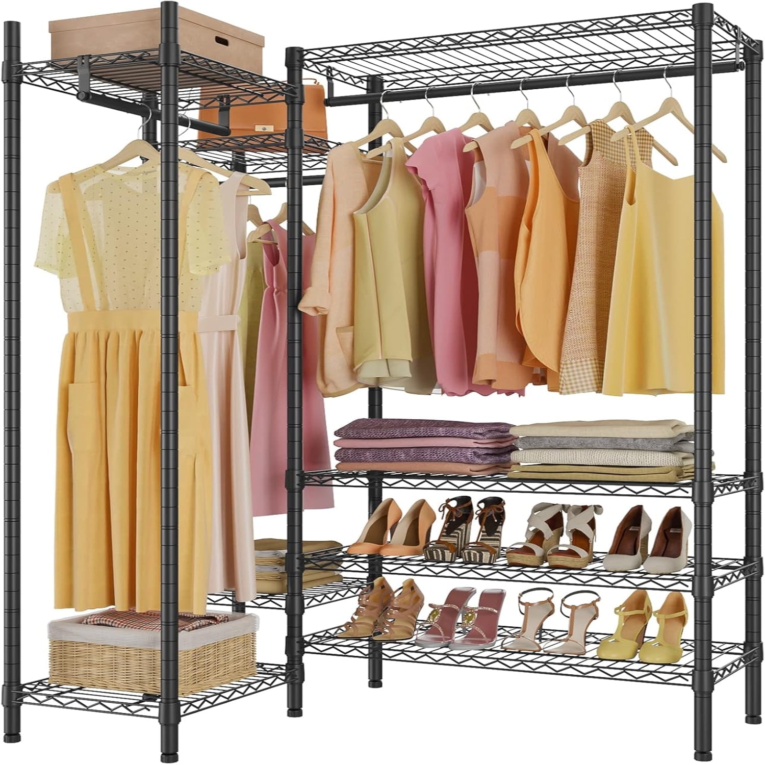 L20 Corner Garment Rack Heavy Duty L Shaped Clothing Rack with Hanging ...