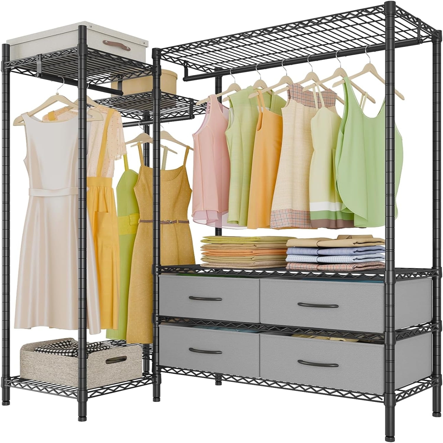 L20 Corner Garment Rack Heavy Duty L Shaped Clothing Rack with Hanging ...