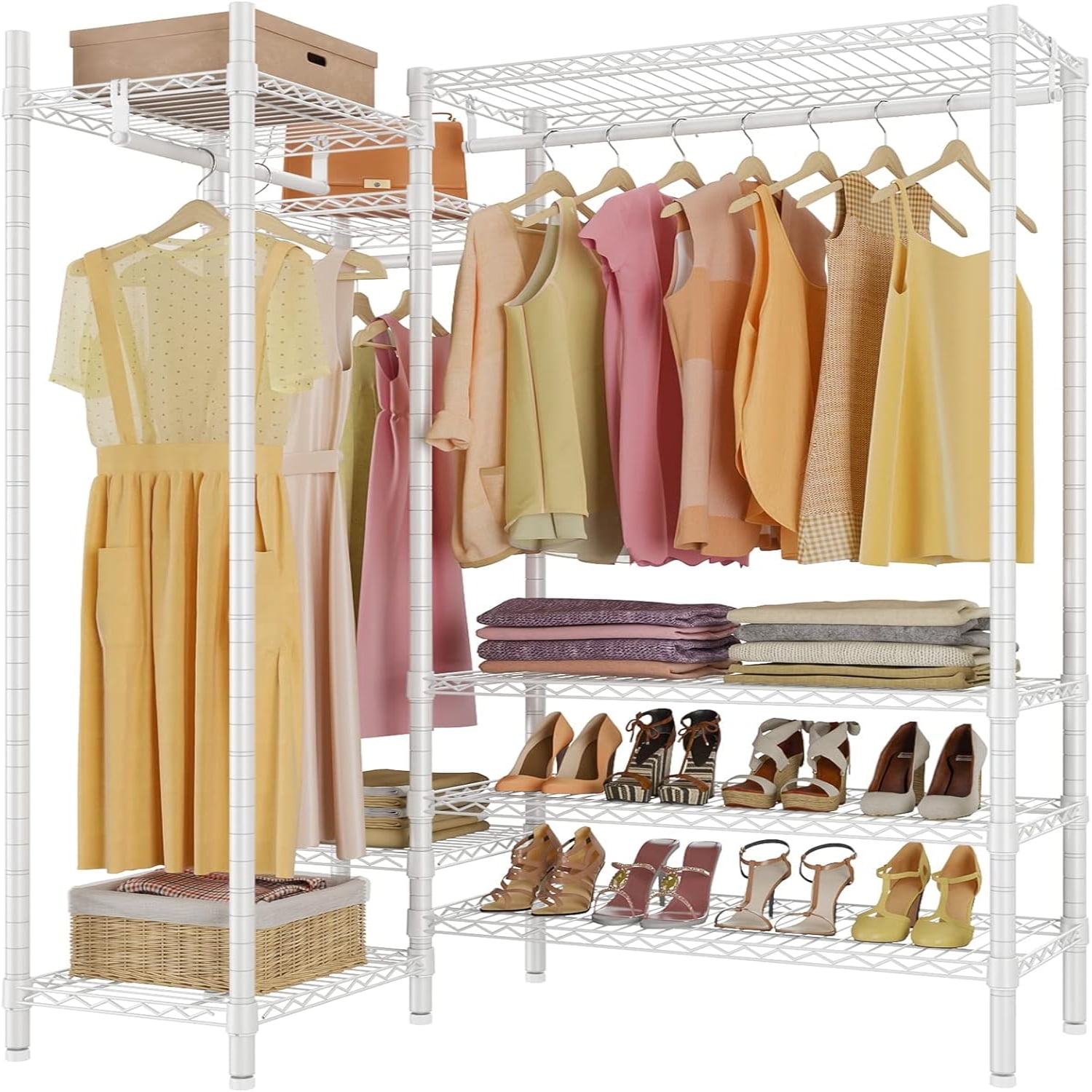 L20 Corner Garment Rack Heavy Duty L Shaped Clothing Rack with Hanging ...