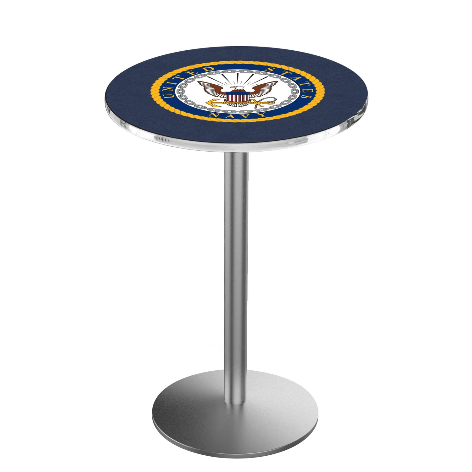 L214 United States Navy 42in. Tall - 36in. Top Pub Table with Stainless ...