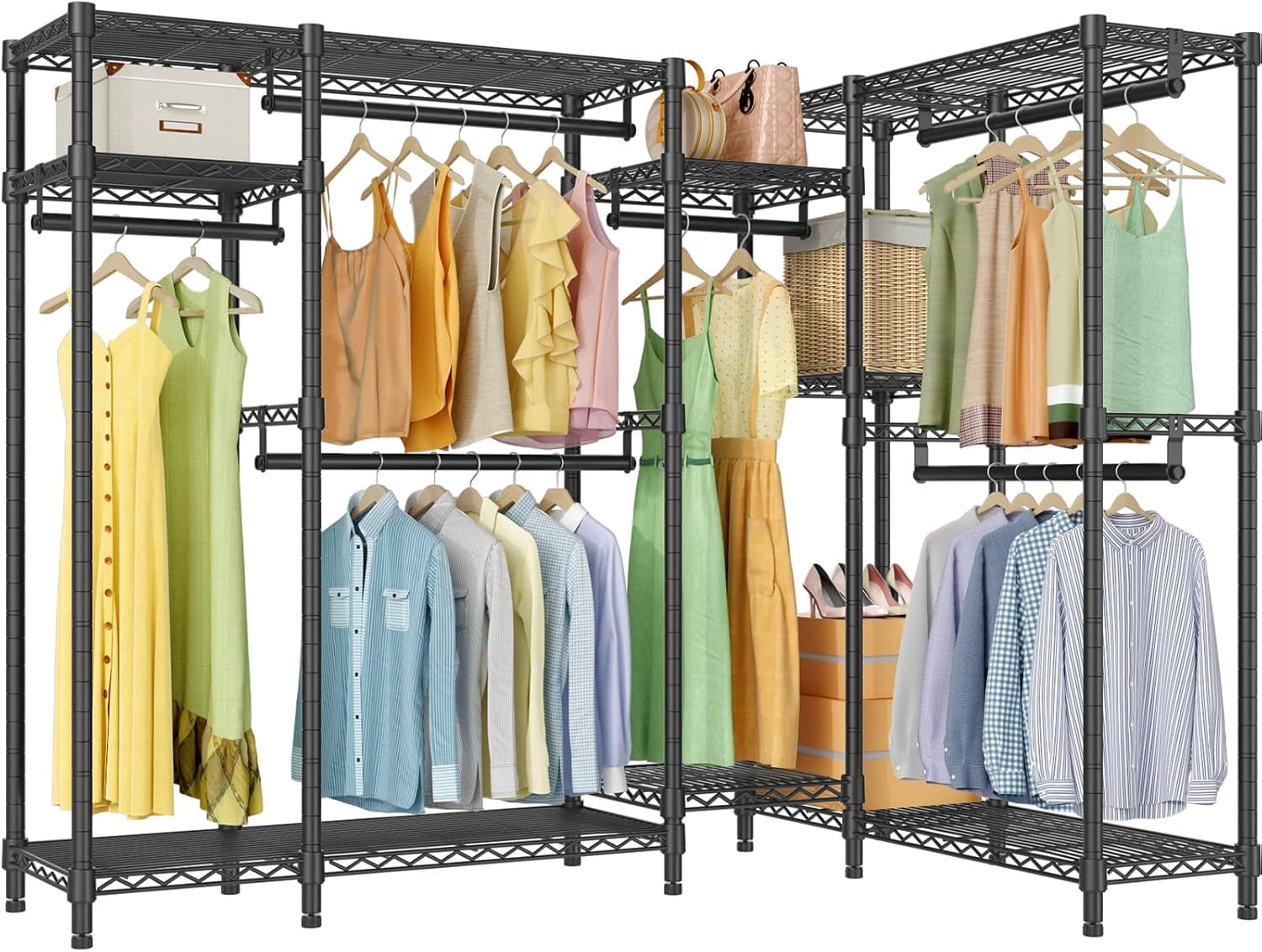 L22 Corner Clothes Rack, L Shaped Heavy Duty Garment Rack, Corner ...