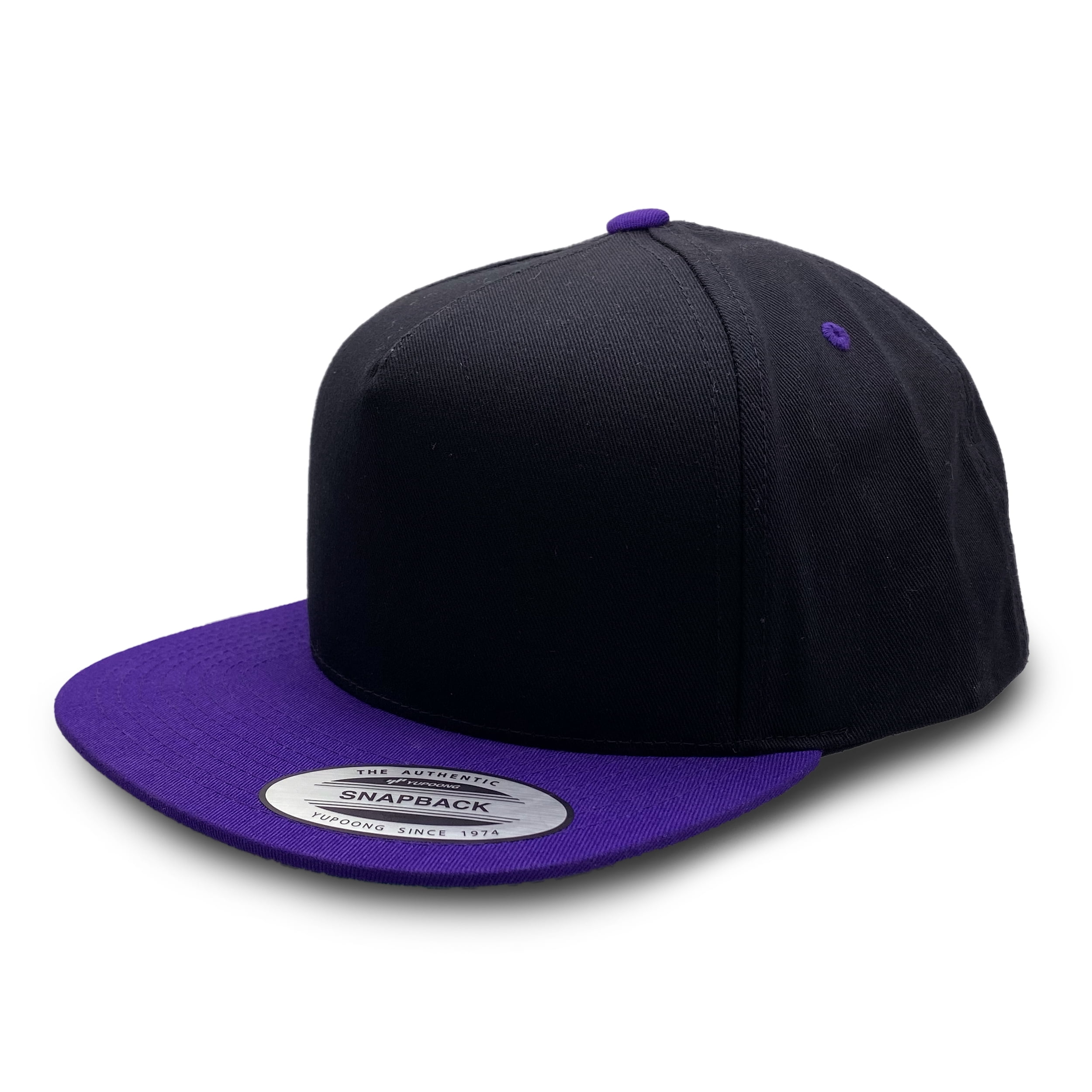 L2K Men's 5 Panel Cotton Twill Snapback 2 Tone Caps 6007 Black / Purple ...