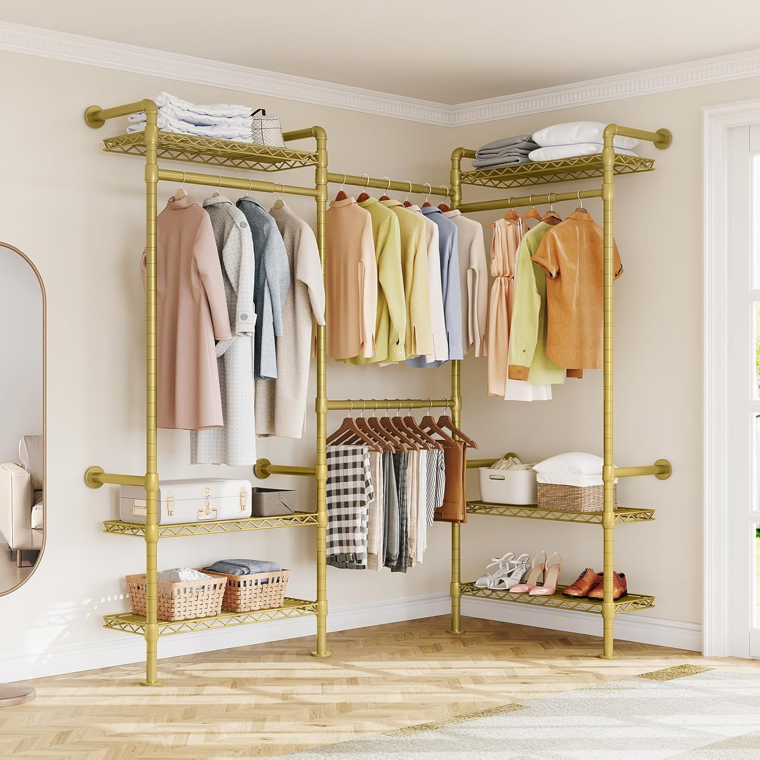 L3 Industrial Pipe Closet Organizer System, Wall Mounted Clothes Rack ...