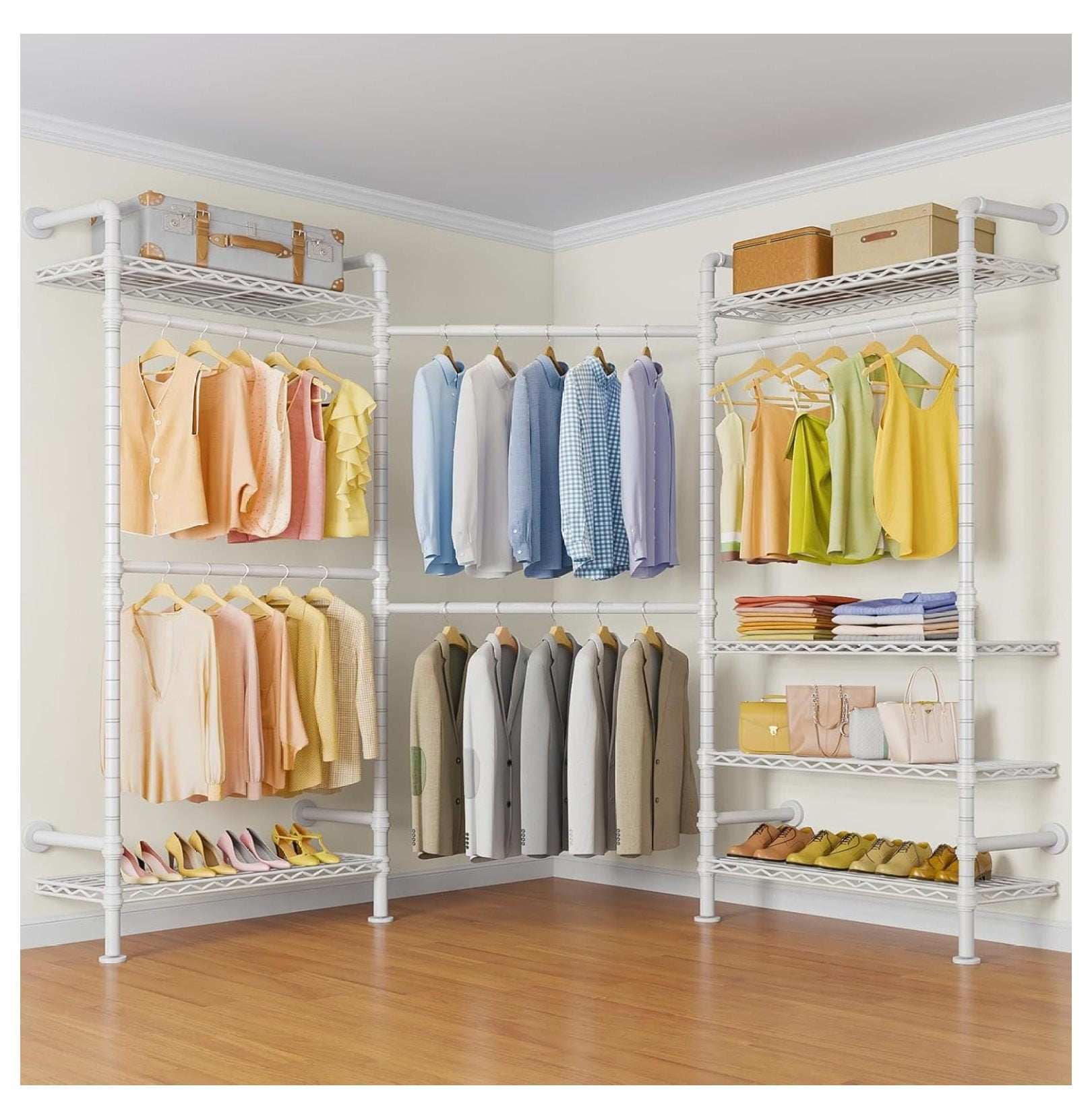 L3 L Shape Garment Rack Heavy Duty Clothes Rack for Hanging Clothes ...