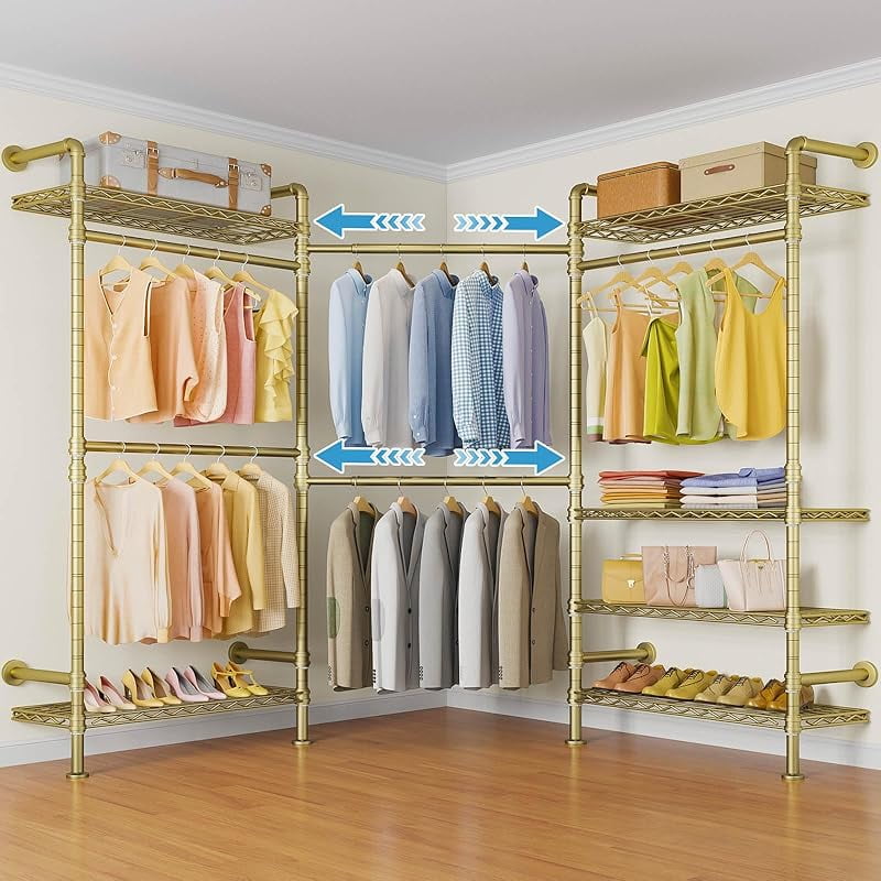L3 L Shape Garment Rack Heavy Duty Clothes Rack for Hanging Clothes ...