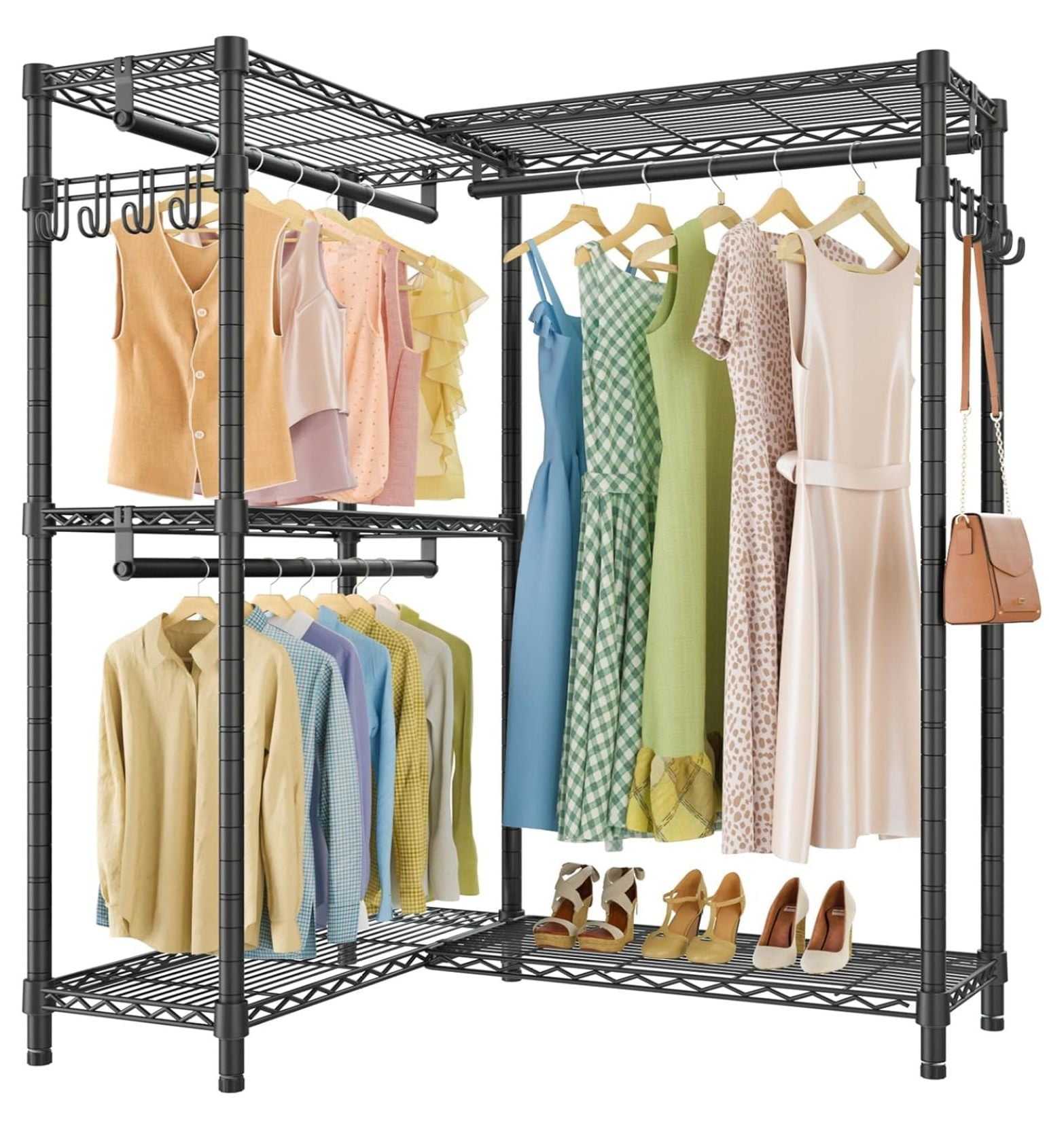 L4S Garment Rack L Shaped Clothes Rack for Corner, Freestanding ...
