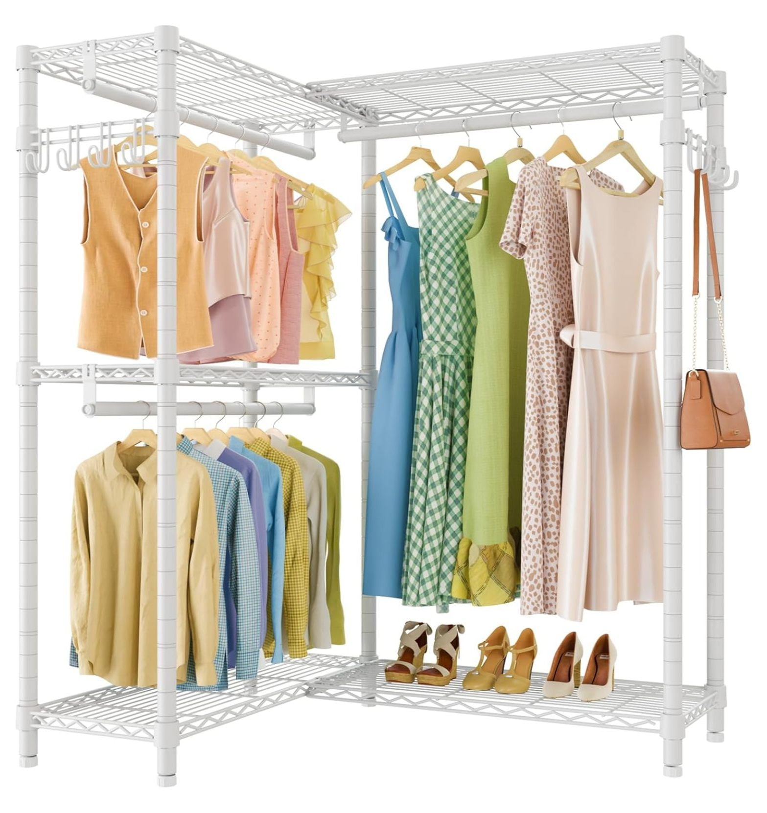 L4S Garment Rack L Shaped Clothes Rack for Corner, Freestanding ...