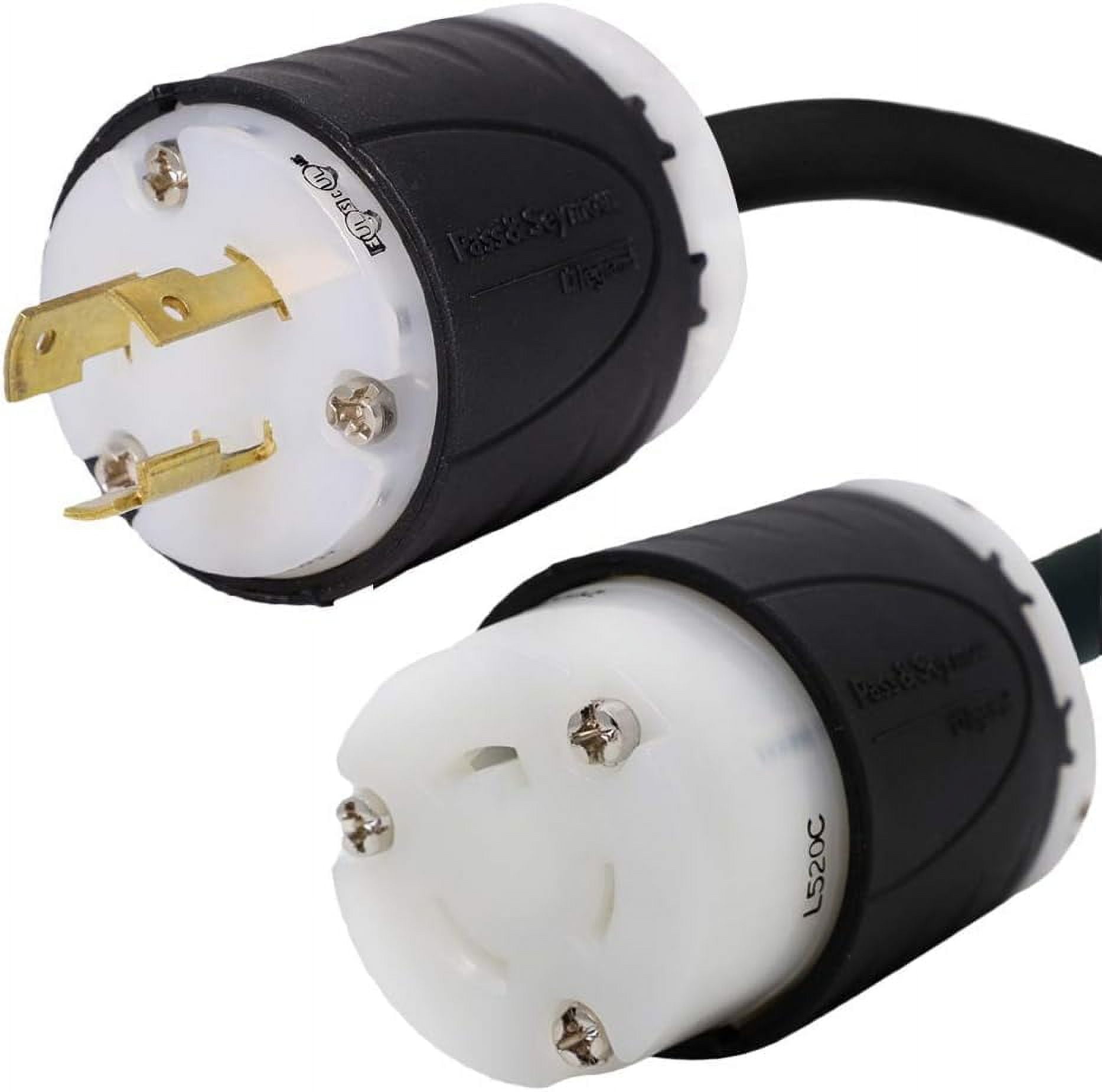 L5-20 Power Cord w/Iron Box Plug and Connector - 6 Foot, 12/3 AWG, 20A ...