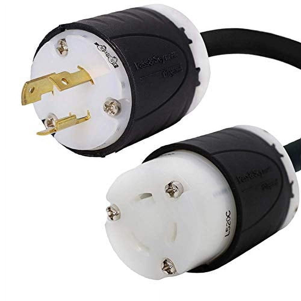 L5-20 Power Cord w/Iron Box Plug and Connector - 6 Foot, 12/3 AWG, 20A ...