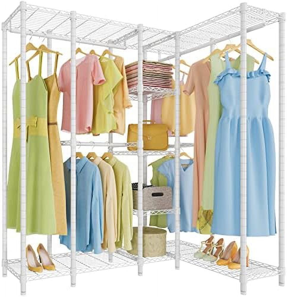 L50 Protable Closet Rack Large Corner Freestanding Wardrobe Closet ...