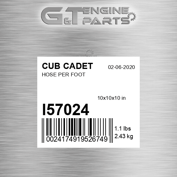 L57024 HOSE PER FOOT fits CUB CADET (New OEM) - Walmart.com