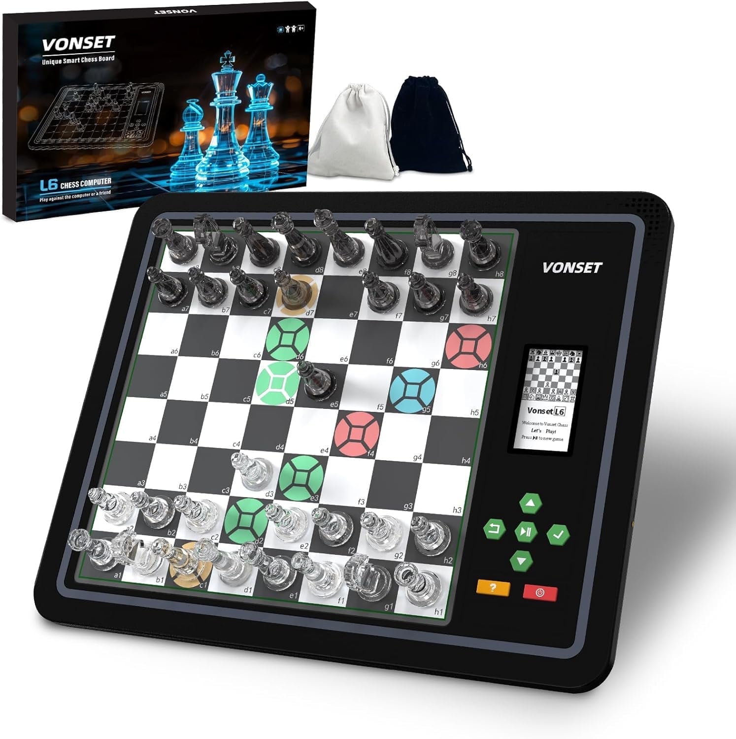 Vonset Electronic Chess Computer L6 Electronic Chess Board with Piece ...