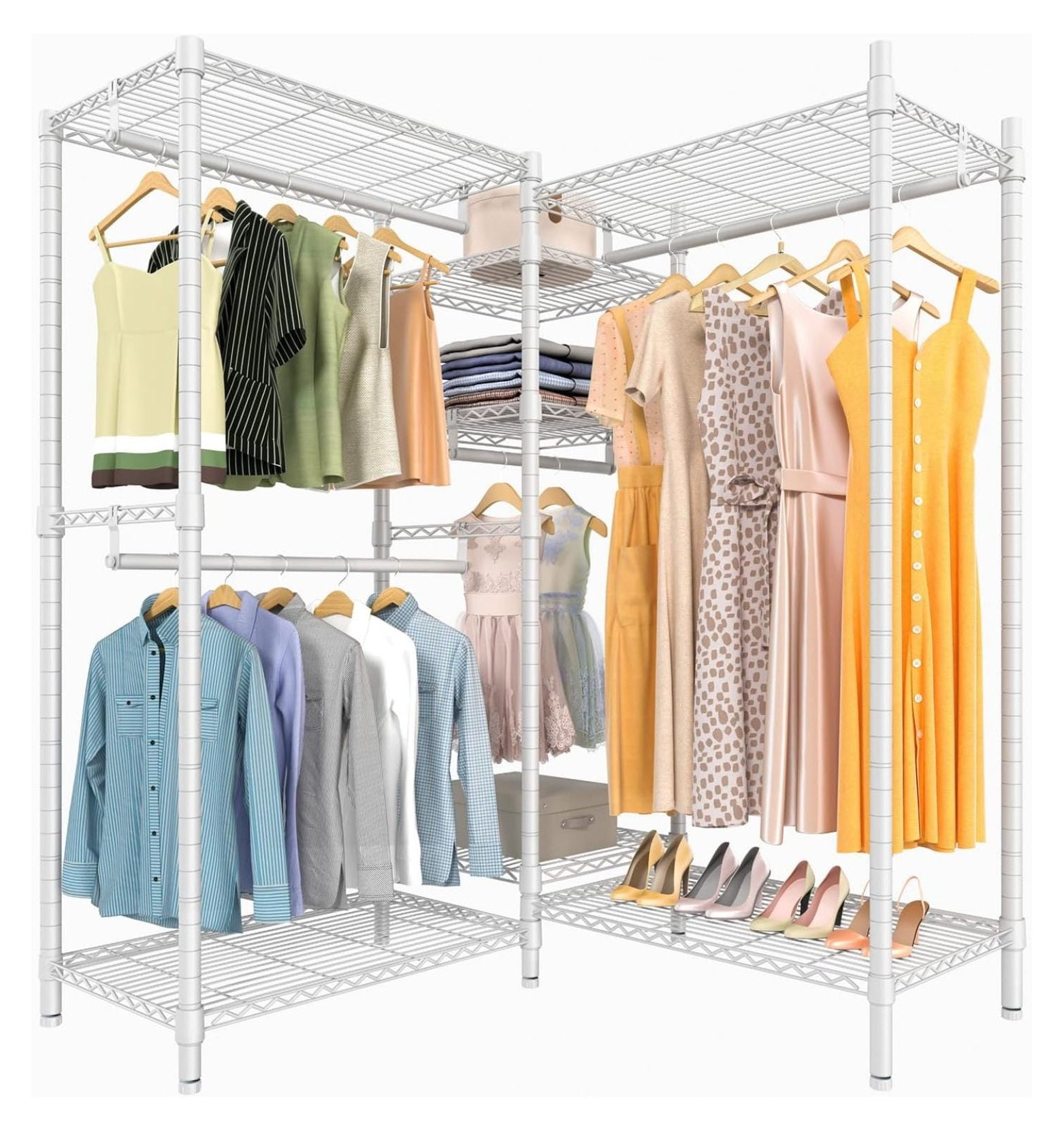 L6 Garment Rack L Shaped Clothes Rack for Corner, Metal Freestanding ...