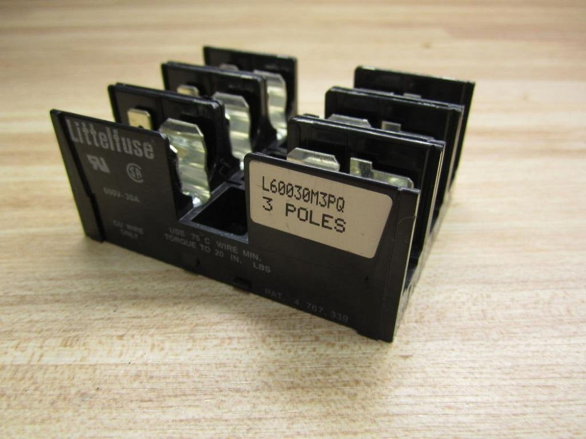 L60030M3PQ Fuse Block, 3 Pole, 30 Amps, 600V, Pressure Plate Terminal ...