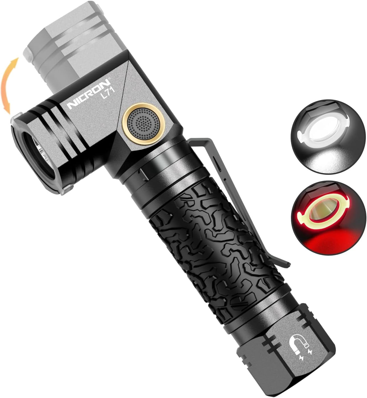 L71 Tactical Flashlights High Lumens Type-C Rechargeable Magnetic ...