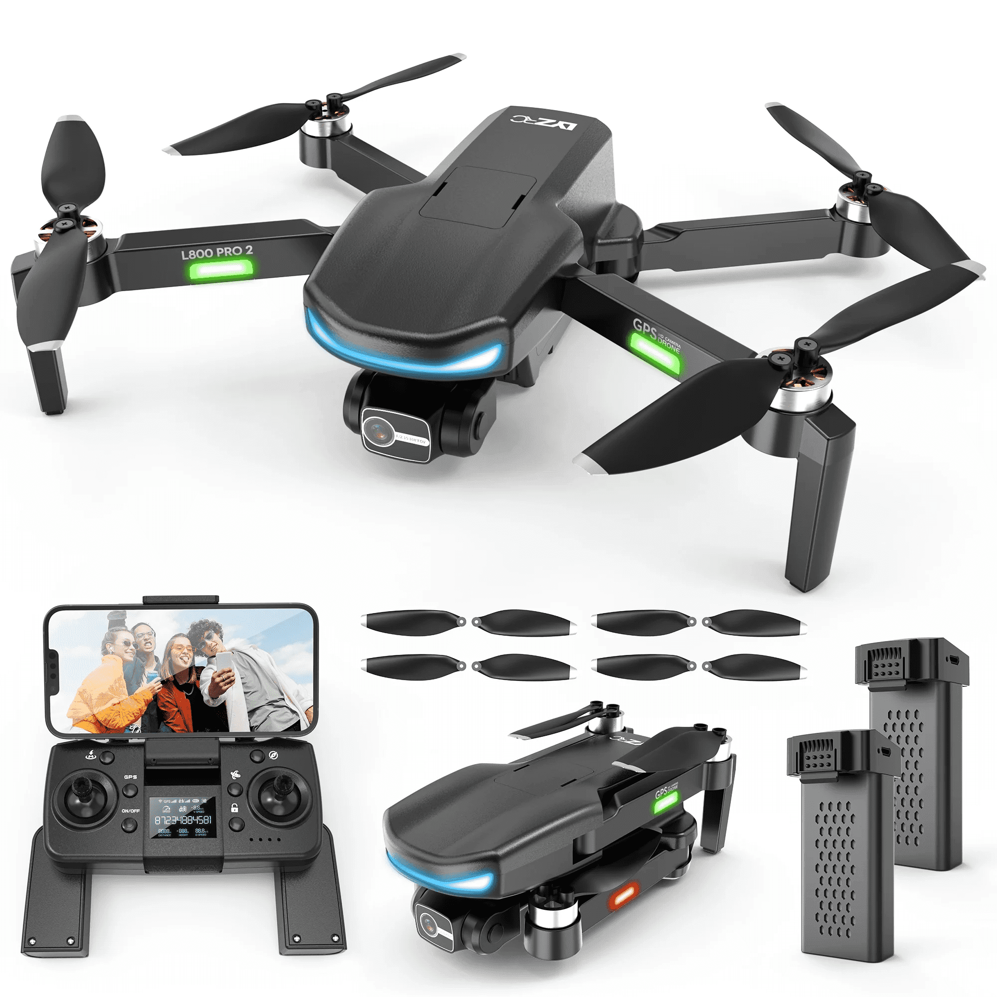 WEFONE L800 Pro2 GPS Drone, 4K HD Camera, 3-Axis Gimbal, FPV, Brushless Motor, 5G WiFi, Black ...