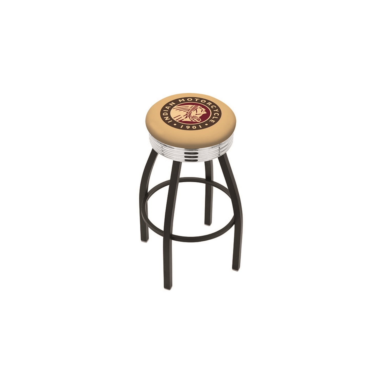 L8B3C Indian Motorcycle 25" Swivel Counter Stool with a Black Wrinkle ...