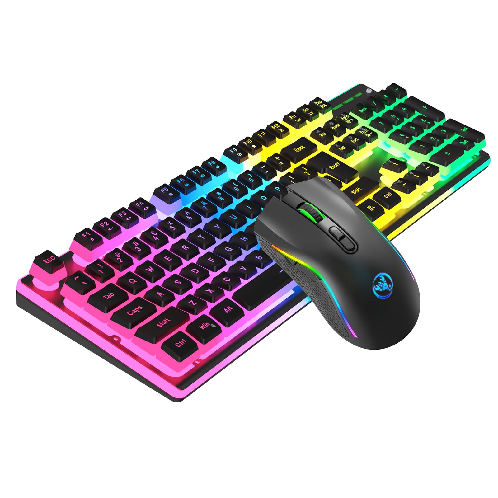 L96 Wireless Keyboard Mouse Combo RGB Color Backlit Rechargeable 104 ...