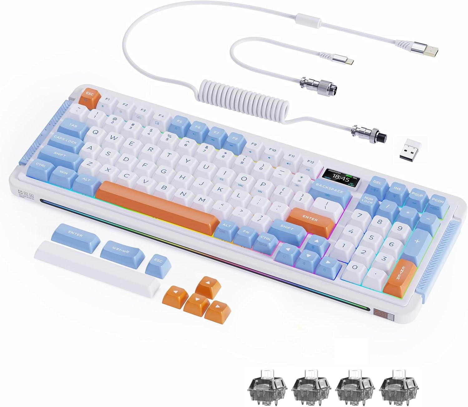 L98 Wireless Mechanical Keyboard, Hot-swappable Wired/Bluetooth 5.0/2 ...