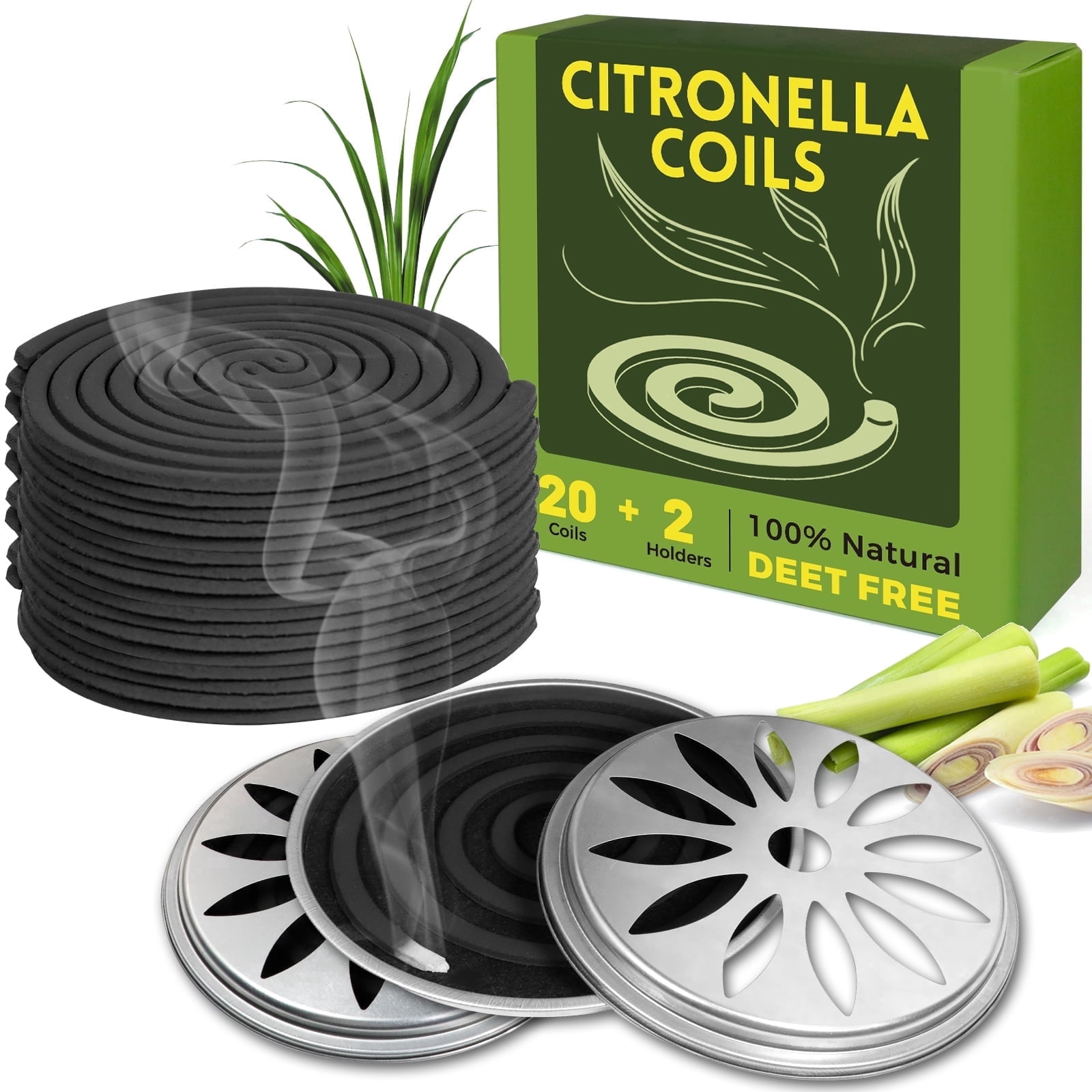 LA BELLEFÉE Citronella Incense coils with 2 Holder, 20 Pcs, Natural ...