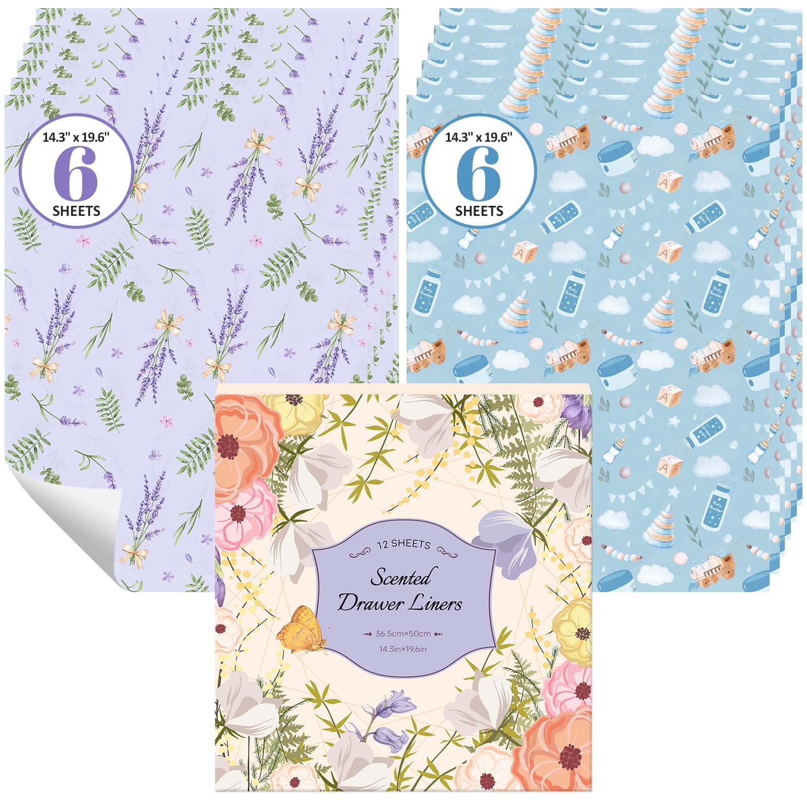 LA BELLEFÉE Drawer Scented Sheets, 12-Sheet Pack, Lavender & Baby ...