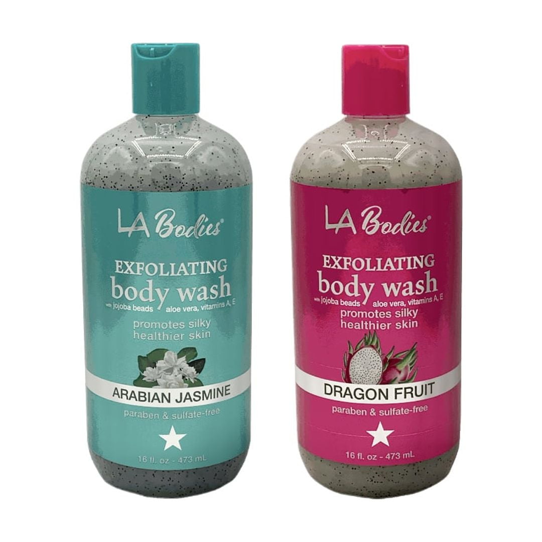 LA BODIES Exfoliating Body Wash with Jojoba Beads, Aloe Vera and ...