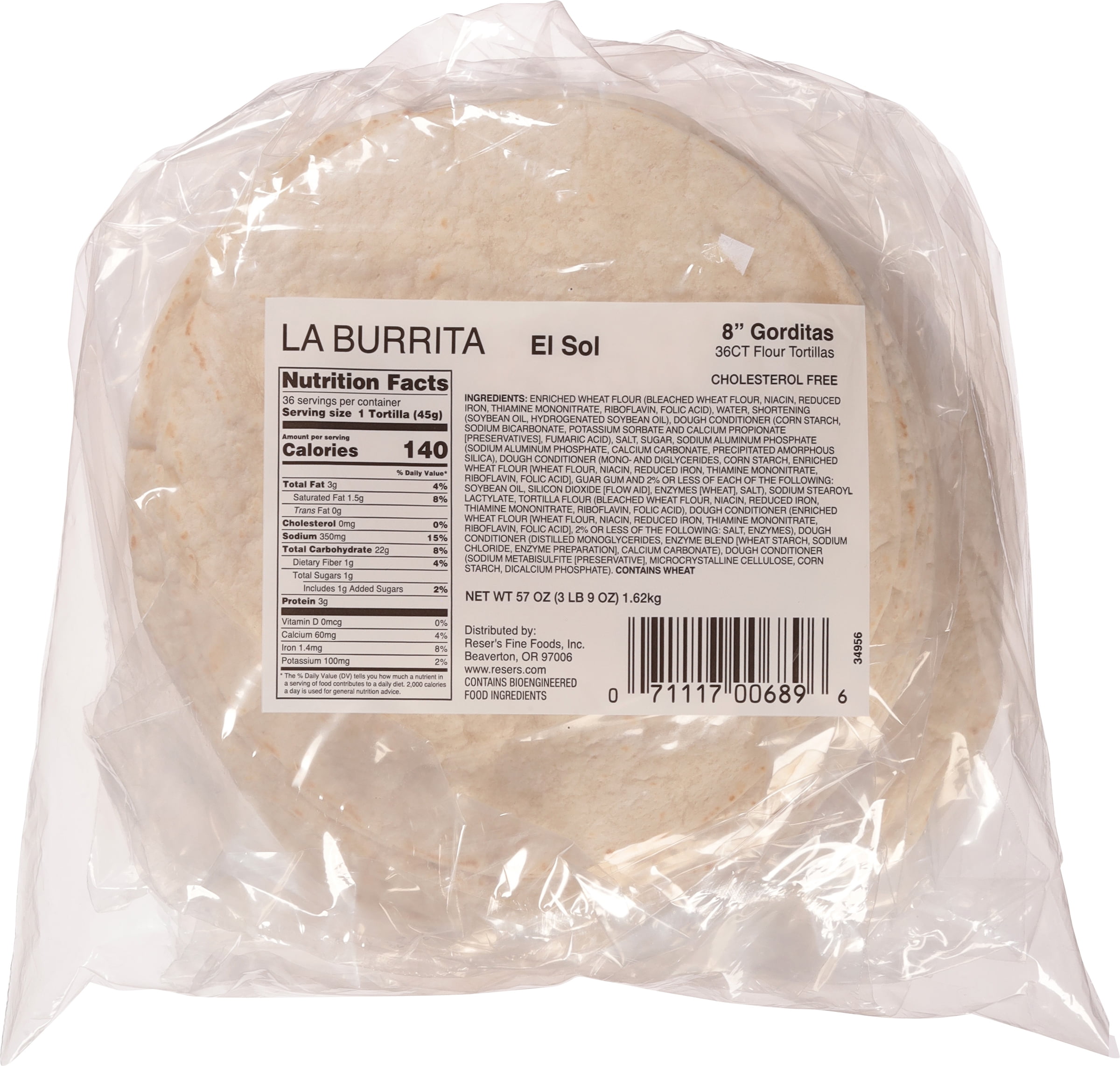 La Burrita El Sol Flour Tortilla 8", 57.6 oz, 36 Count - Walmart.com
