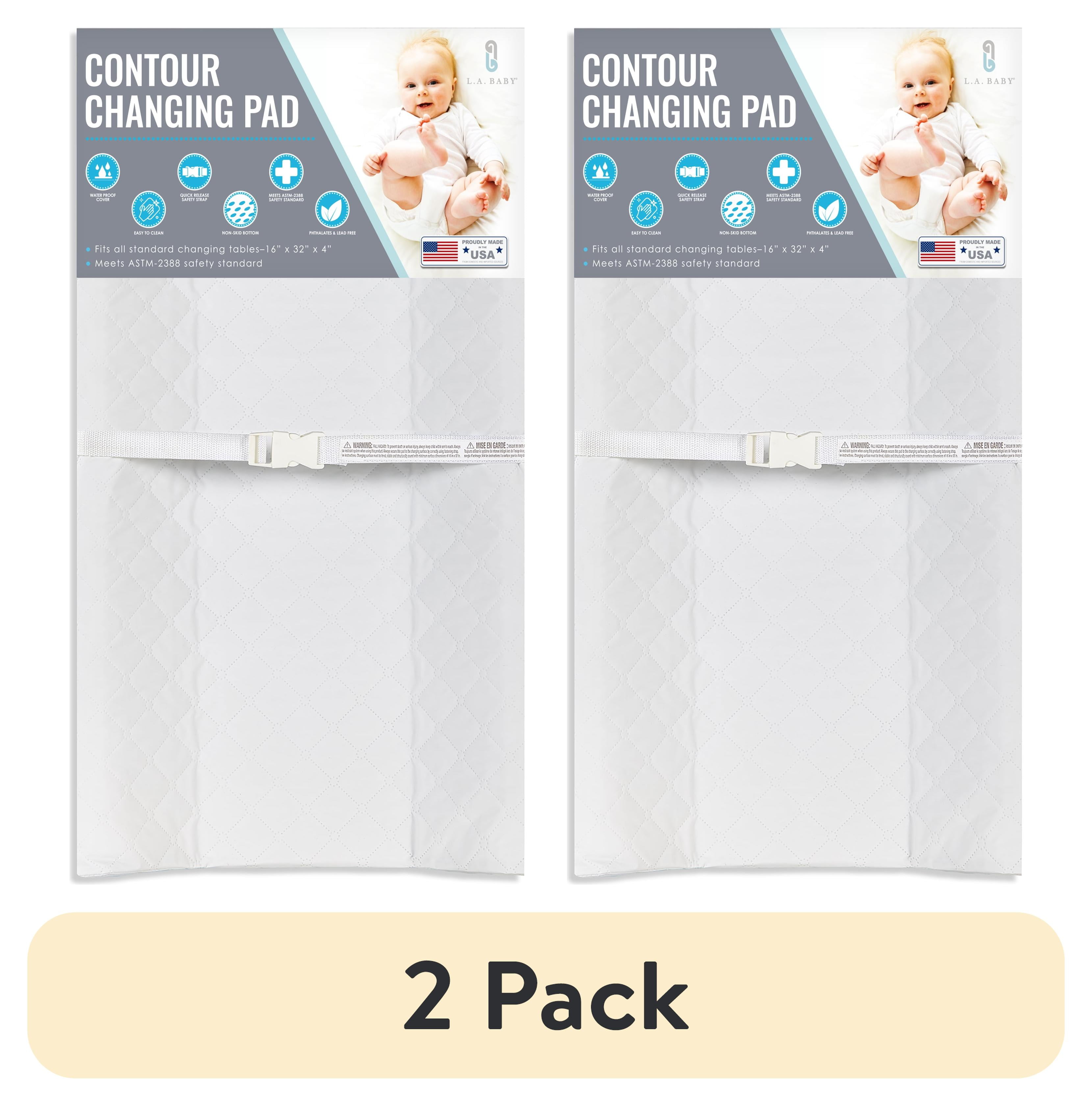 (2 pack) LA Baby 2 Sided Contoured Diaper Changing Pad with Easy to ...