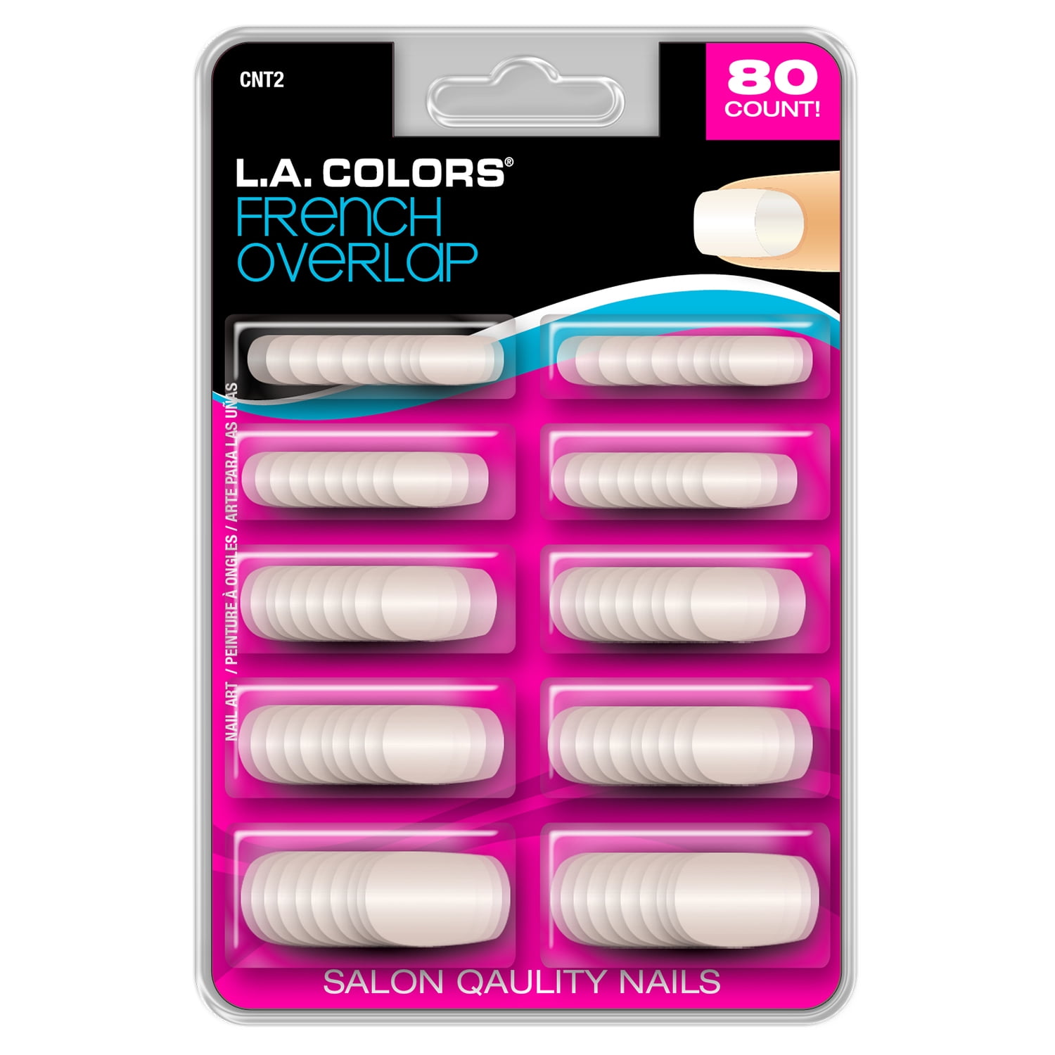 LA Colors Nail Tips, French Overlap, 80 Ct - Walmart.com