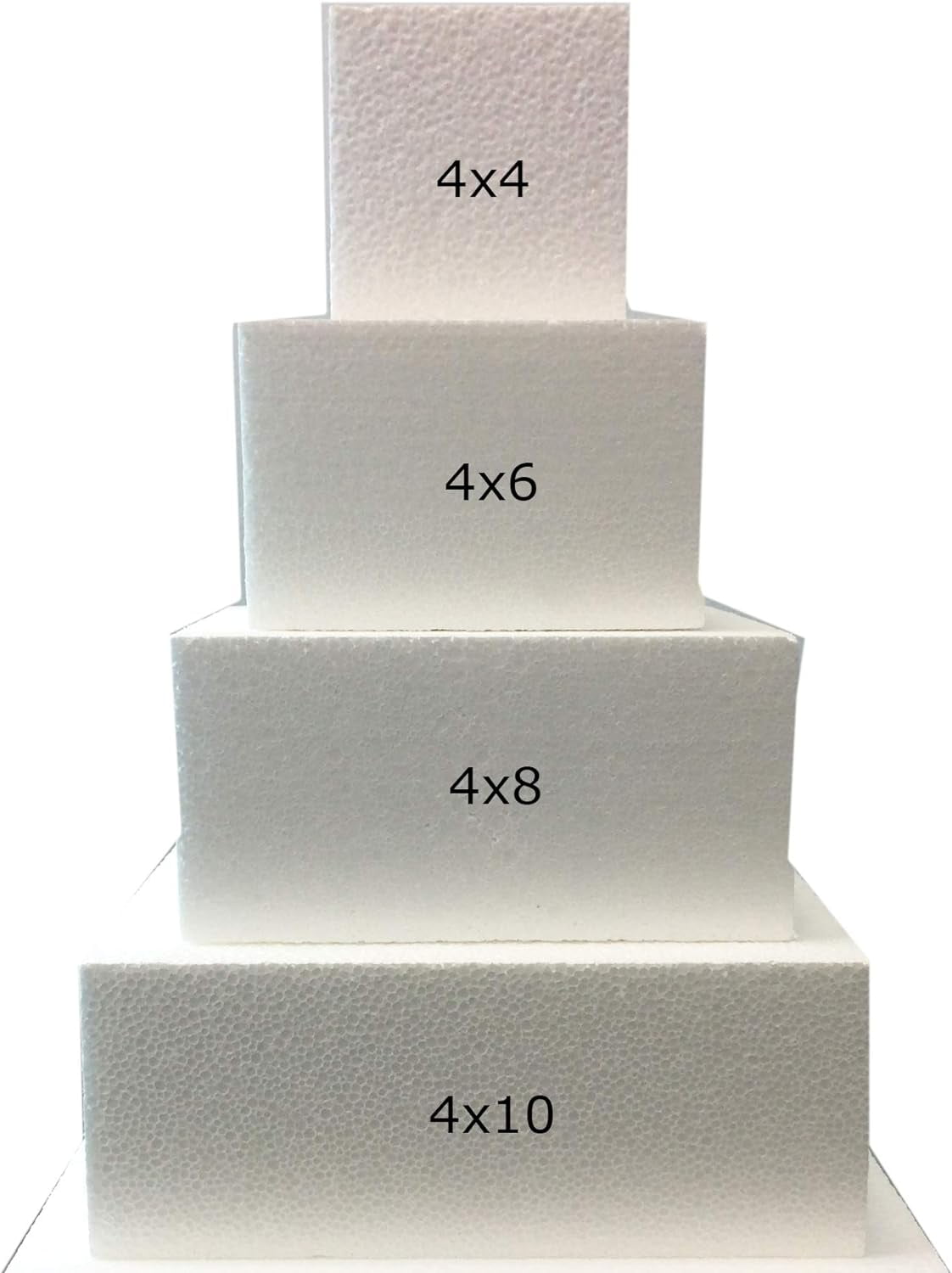 LA Crafts White 4” Inch High Square Foam Cake Sets for Cake Displays ...