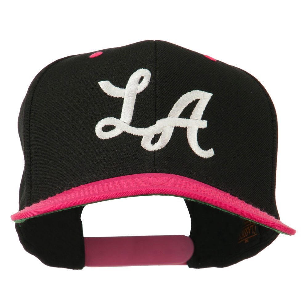 LA Embroidered Snapback Cap - Black Pink OSFM - Walmart.com