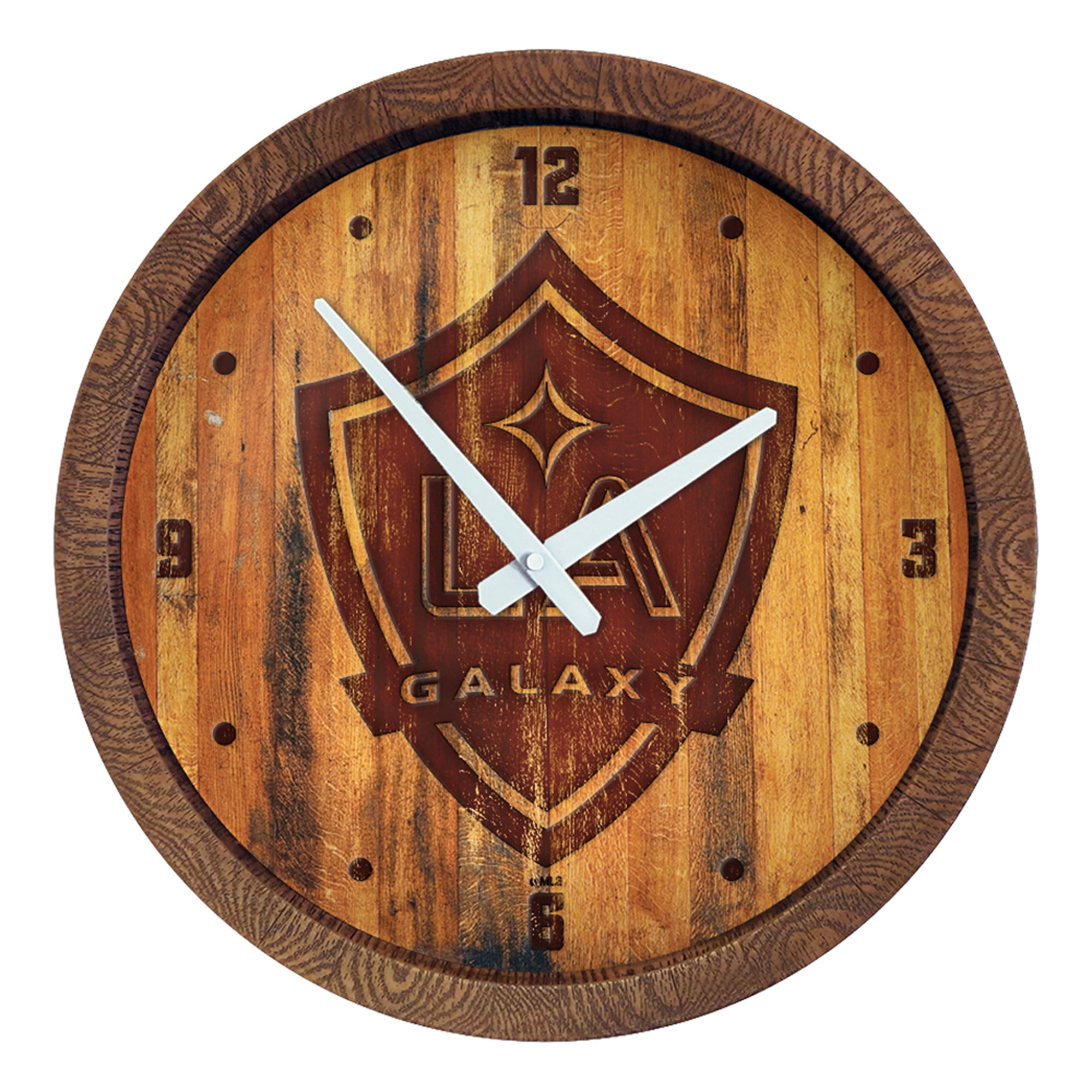 LA Galaxy 20.25" Faux Debossed Barrel Top Clock - Walmart.com