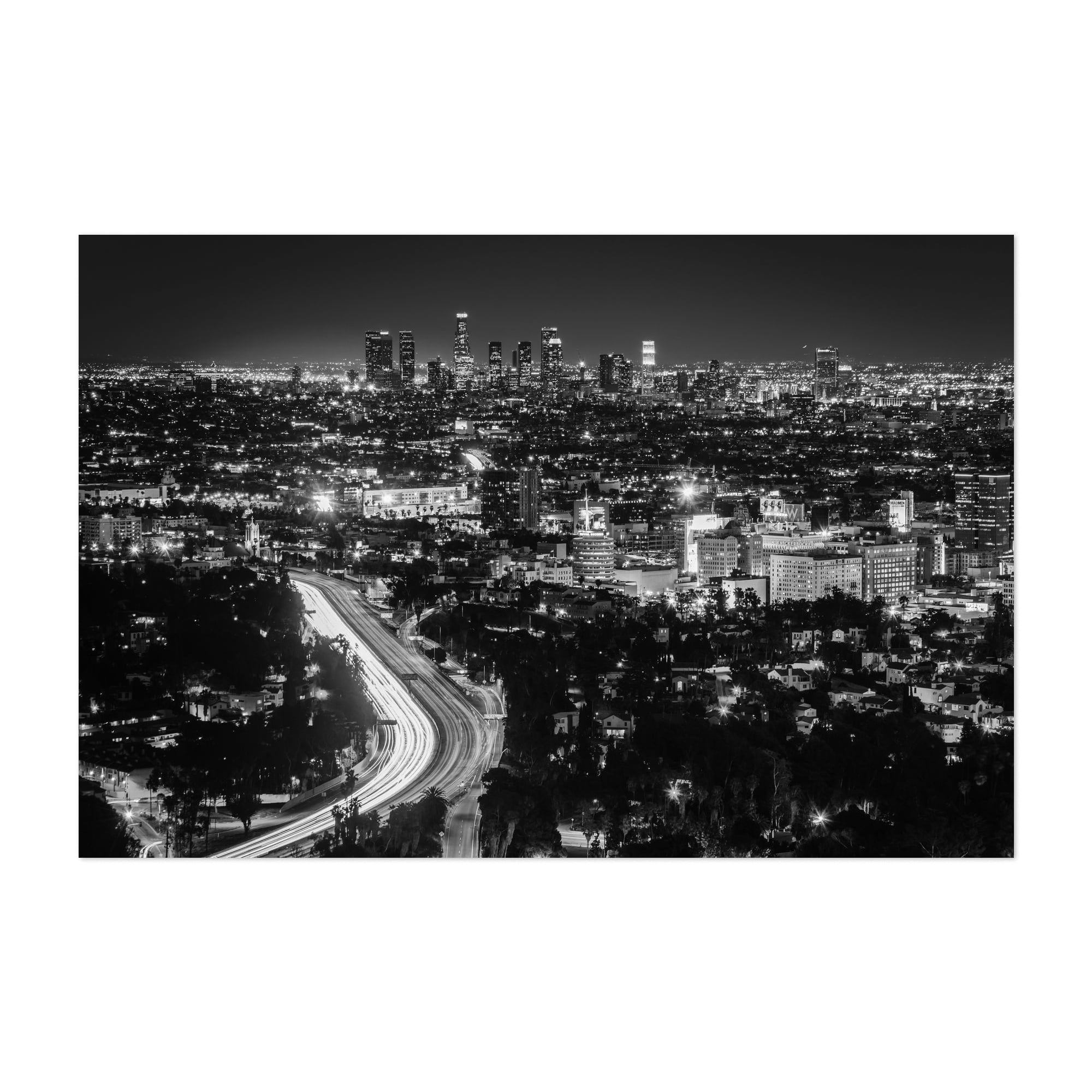 LA from Hollywood Bowl Overlook B&W - Los Angeles California ...