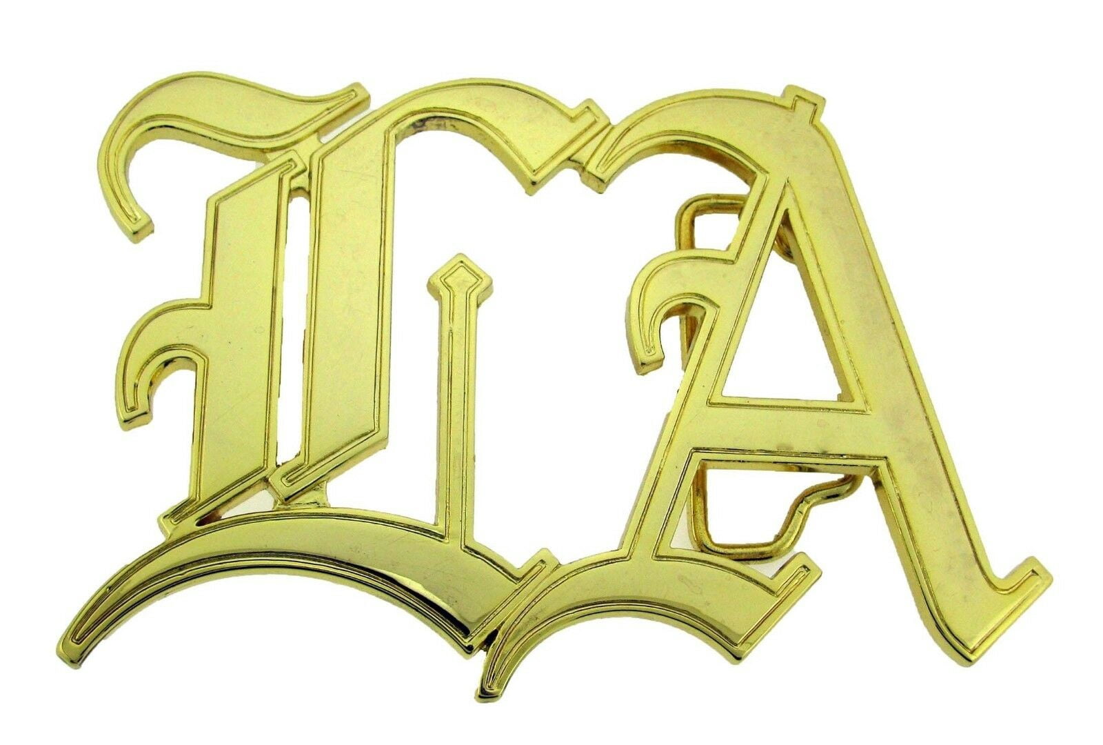 LA Initials OLD ENGLISH Los Angeles City California USA GOLD Belt ...