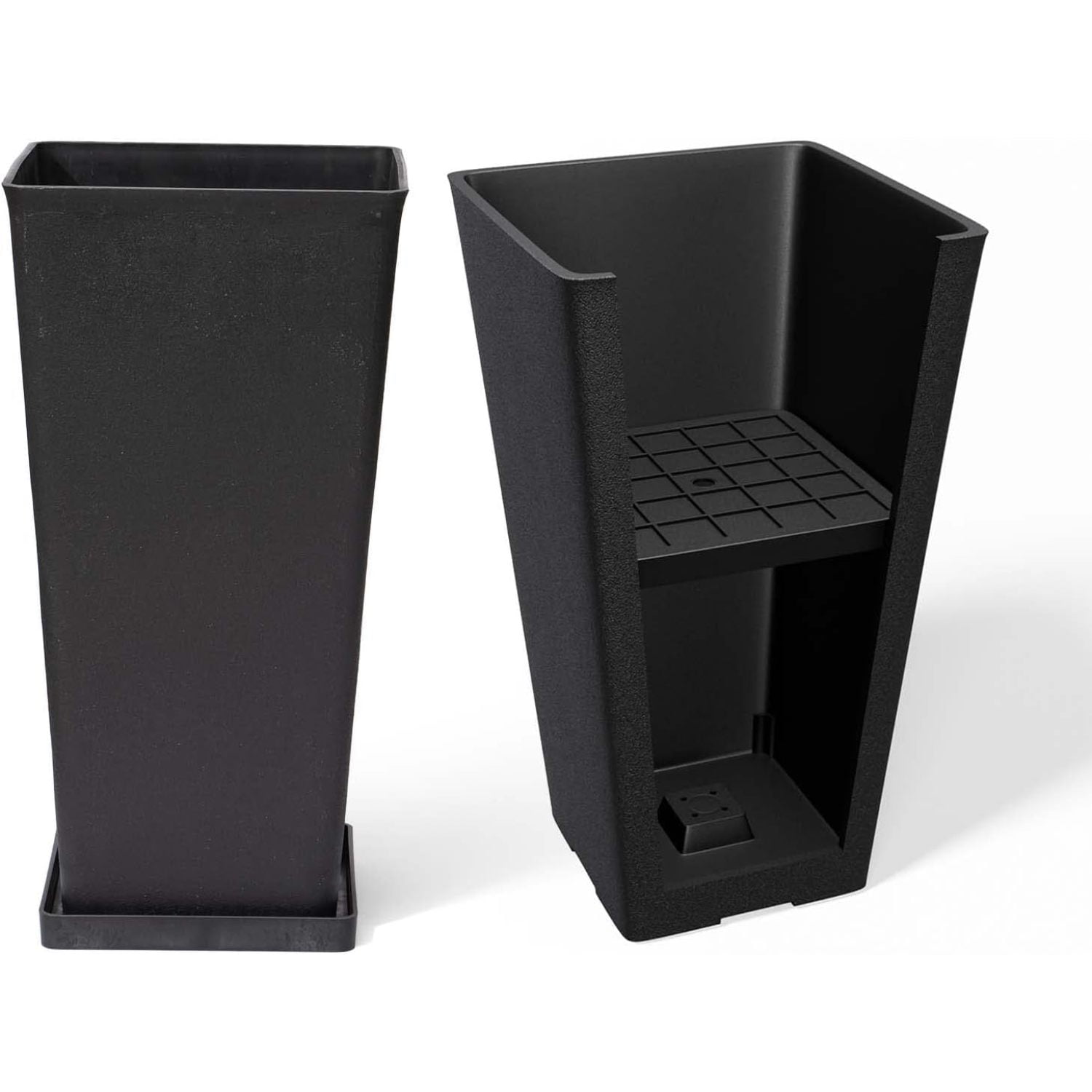 LA JOLIE MUSE 20 Inch Tall Black Planters, Rectangular Outdoor Planters ...