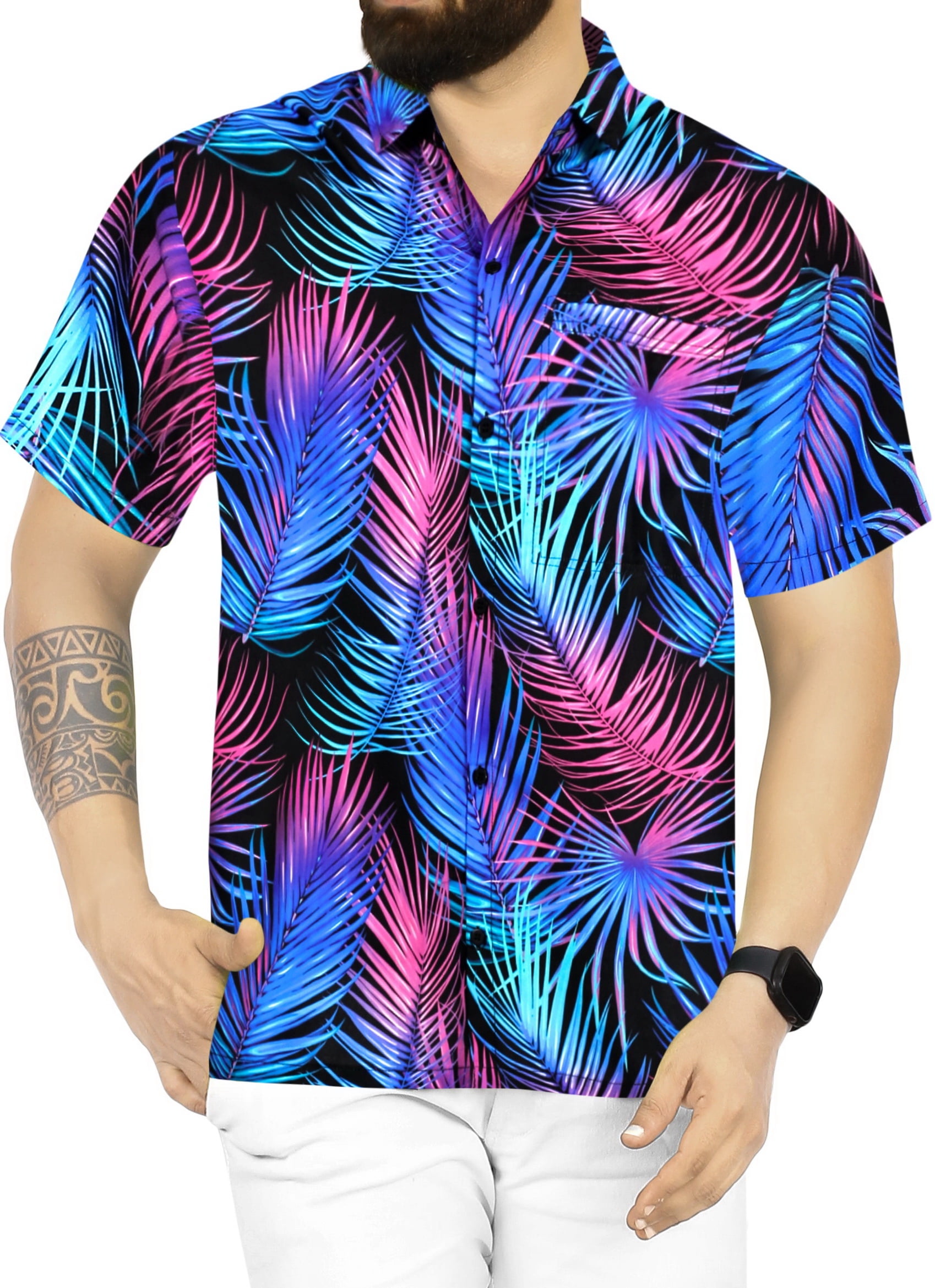 LA LEELA Men's Hawaiian Shirts Short Sleeve Button Down Shirt Mens ...