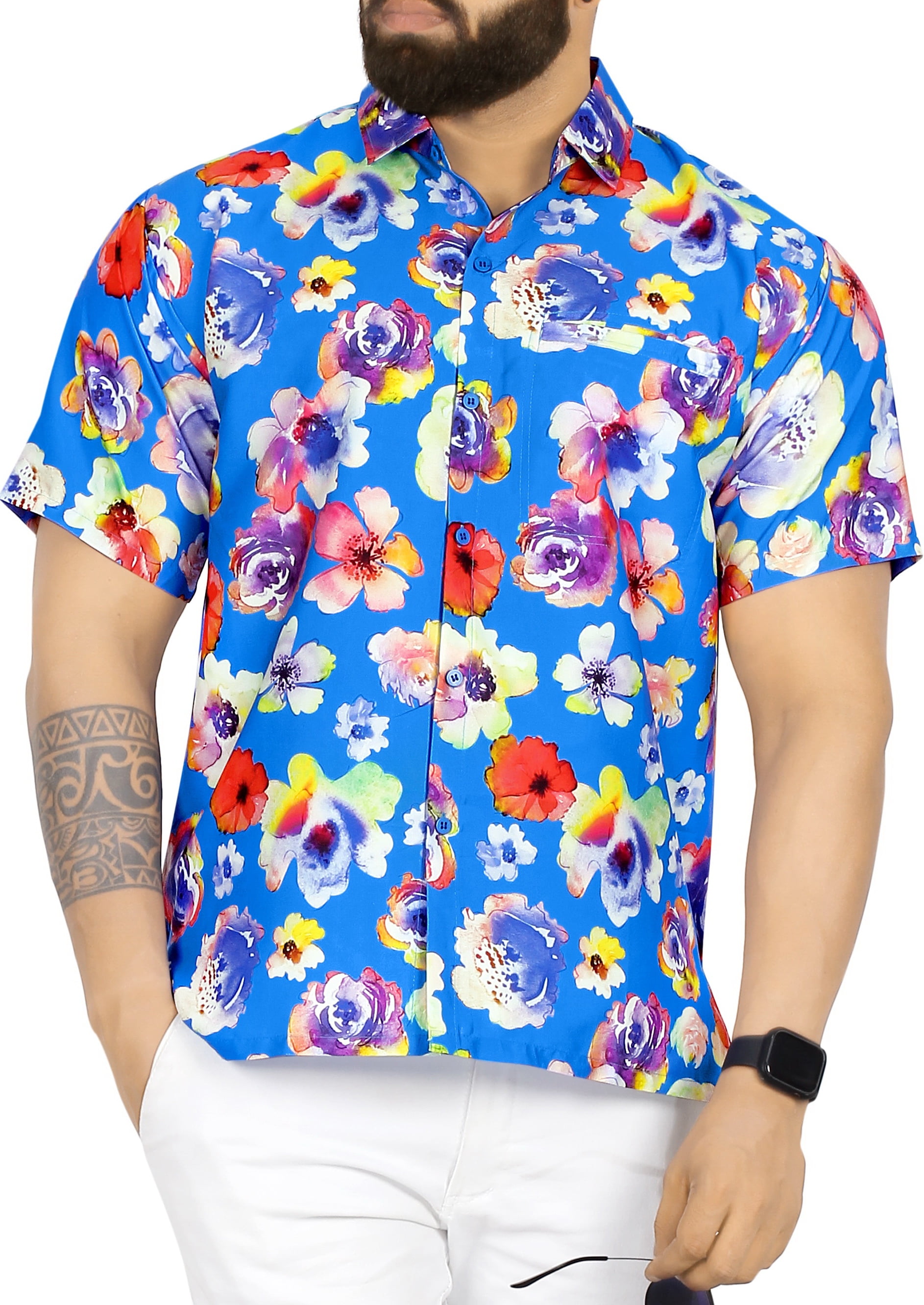 LA LEELA Men's Short Sleeve Summer Beaches Hawaiian Shirts Stylish ...