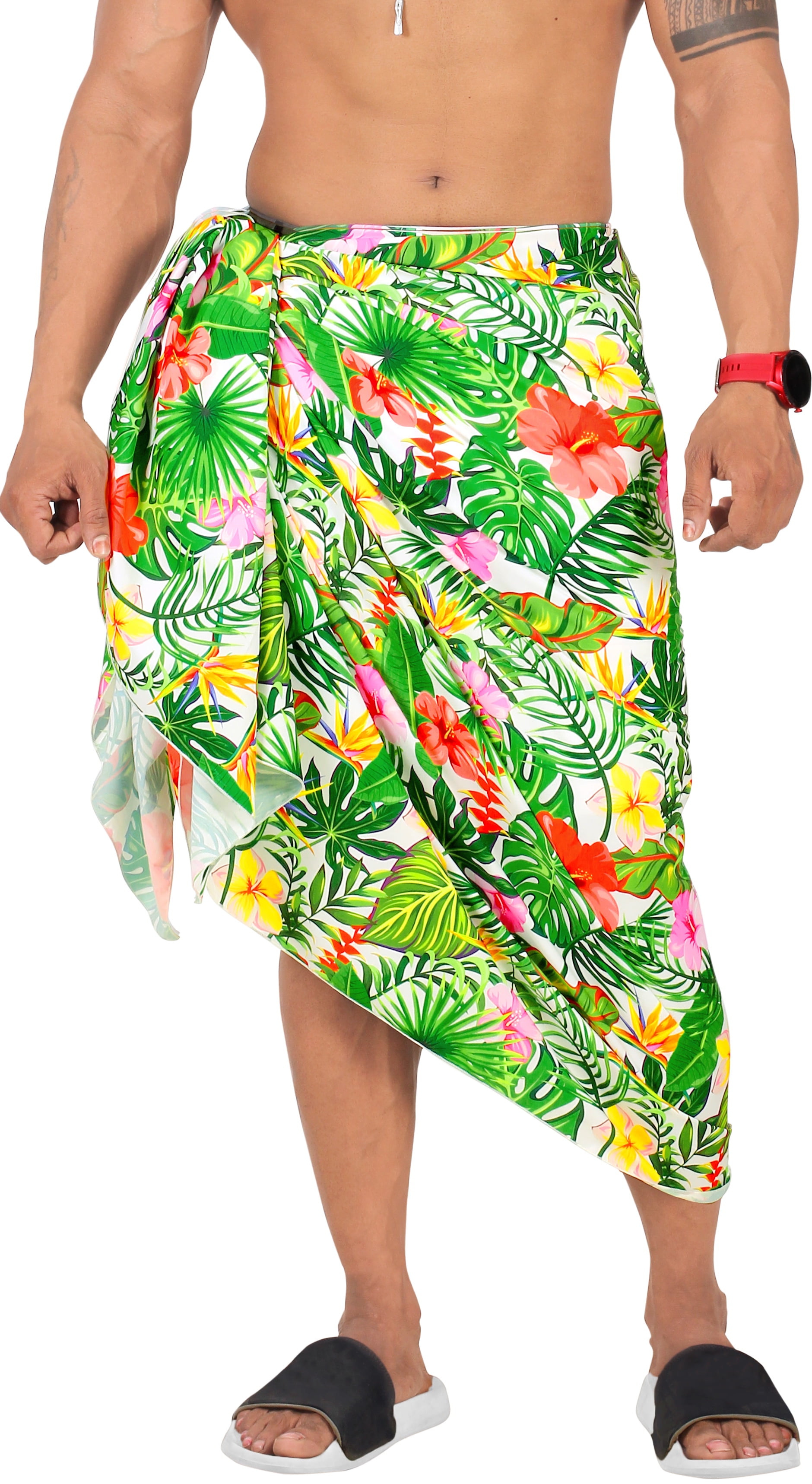 LA LEELA Men's Standard Beachwear Sarong Pareo Wrap One Size Floral ...