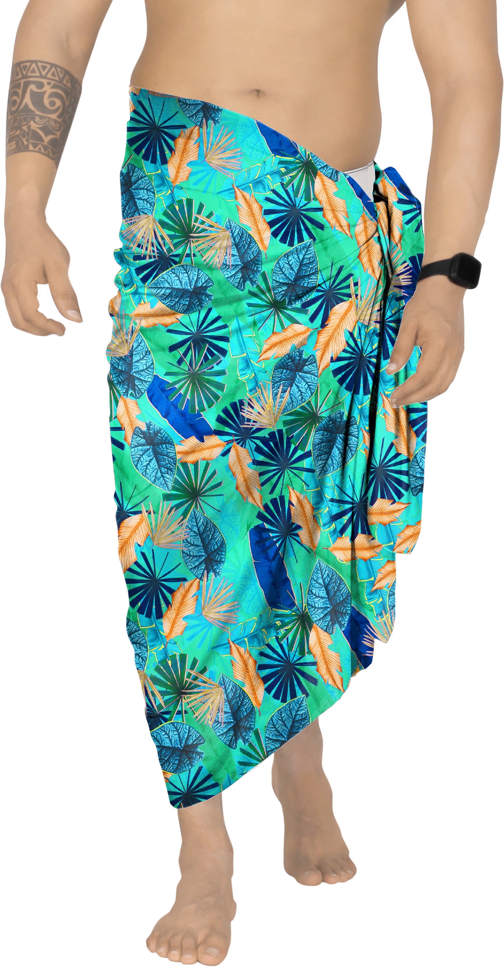 LA LEELA Men's Standard Beachwear Sarong Pareo Wrap One Size Tropical ...