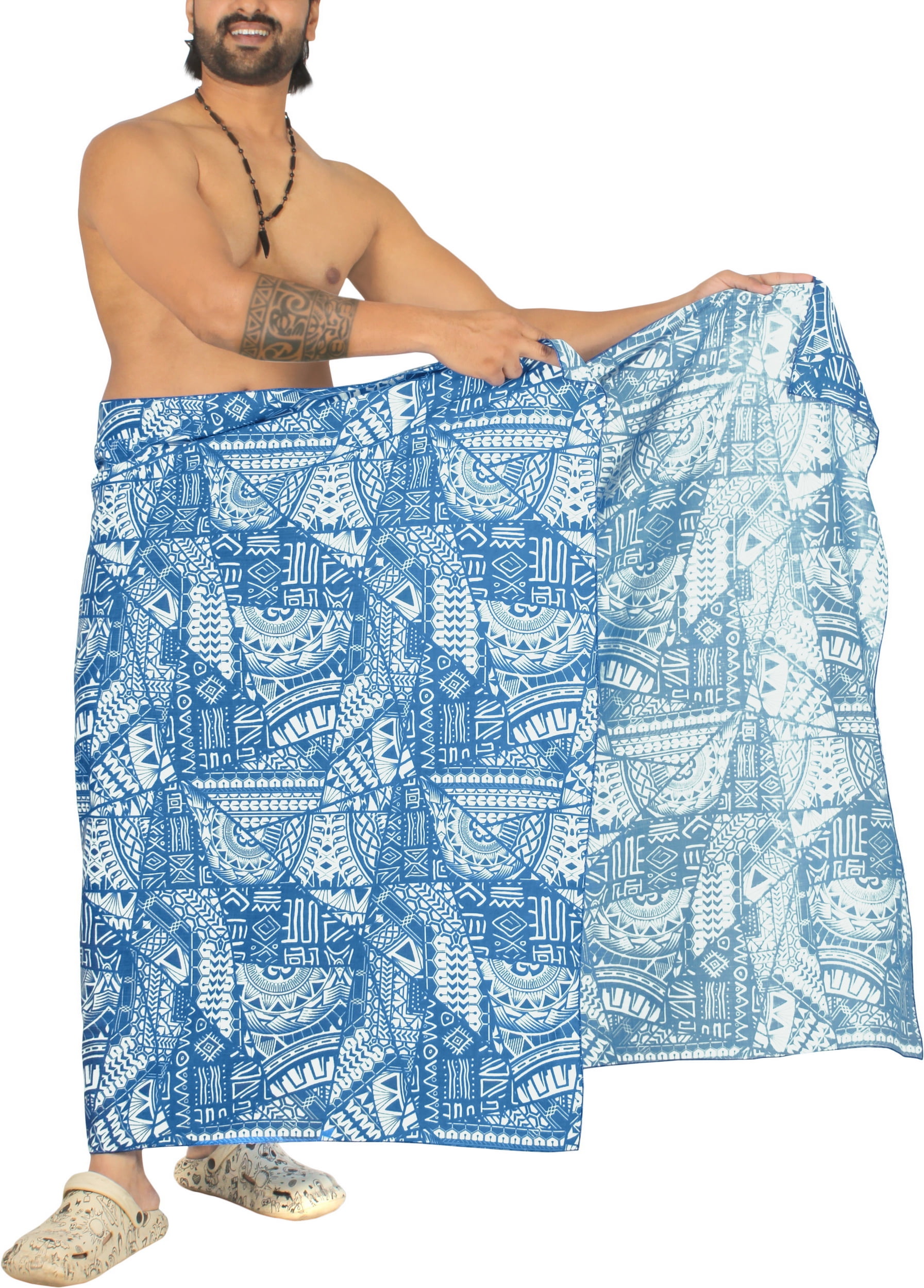 LA LEELA Men's Sulu Swimwear Samoan Cotton Linen Effect Pareo Beachwear ...