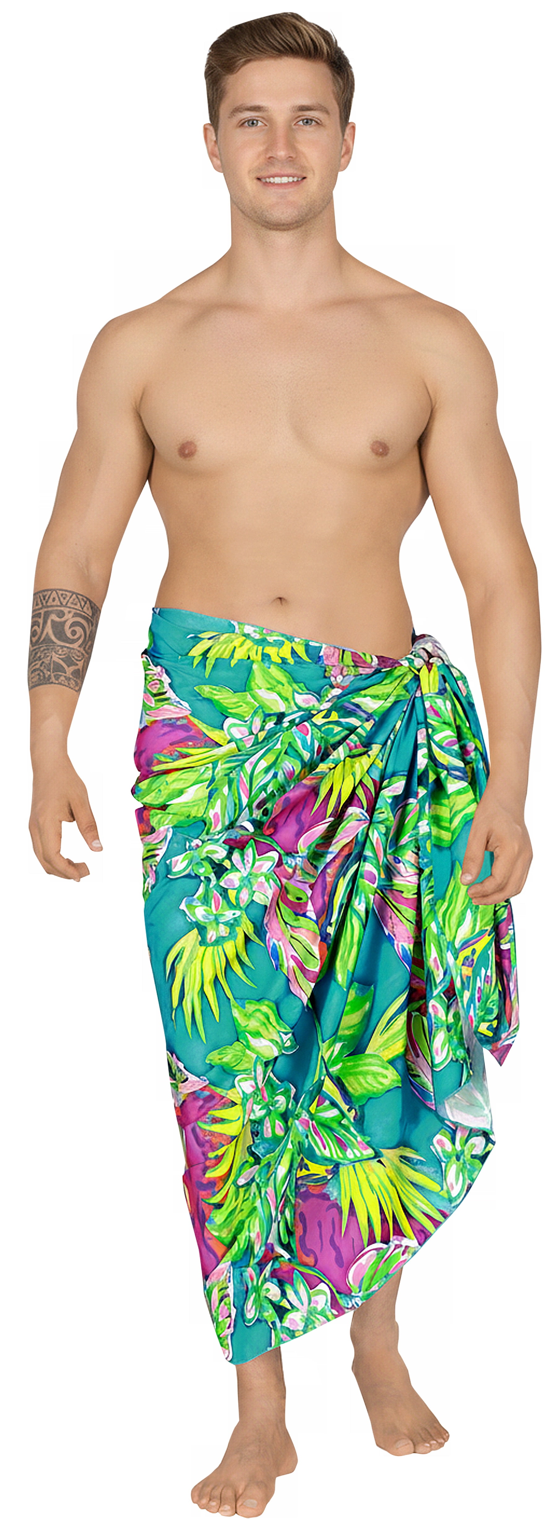 LA LEELA Men's Swim Trunk Beachwear Sarong Pareo Wrap One Size ...